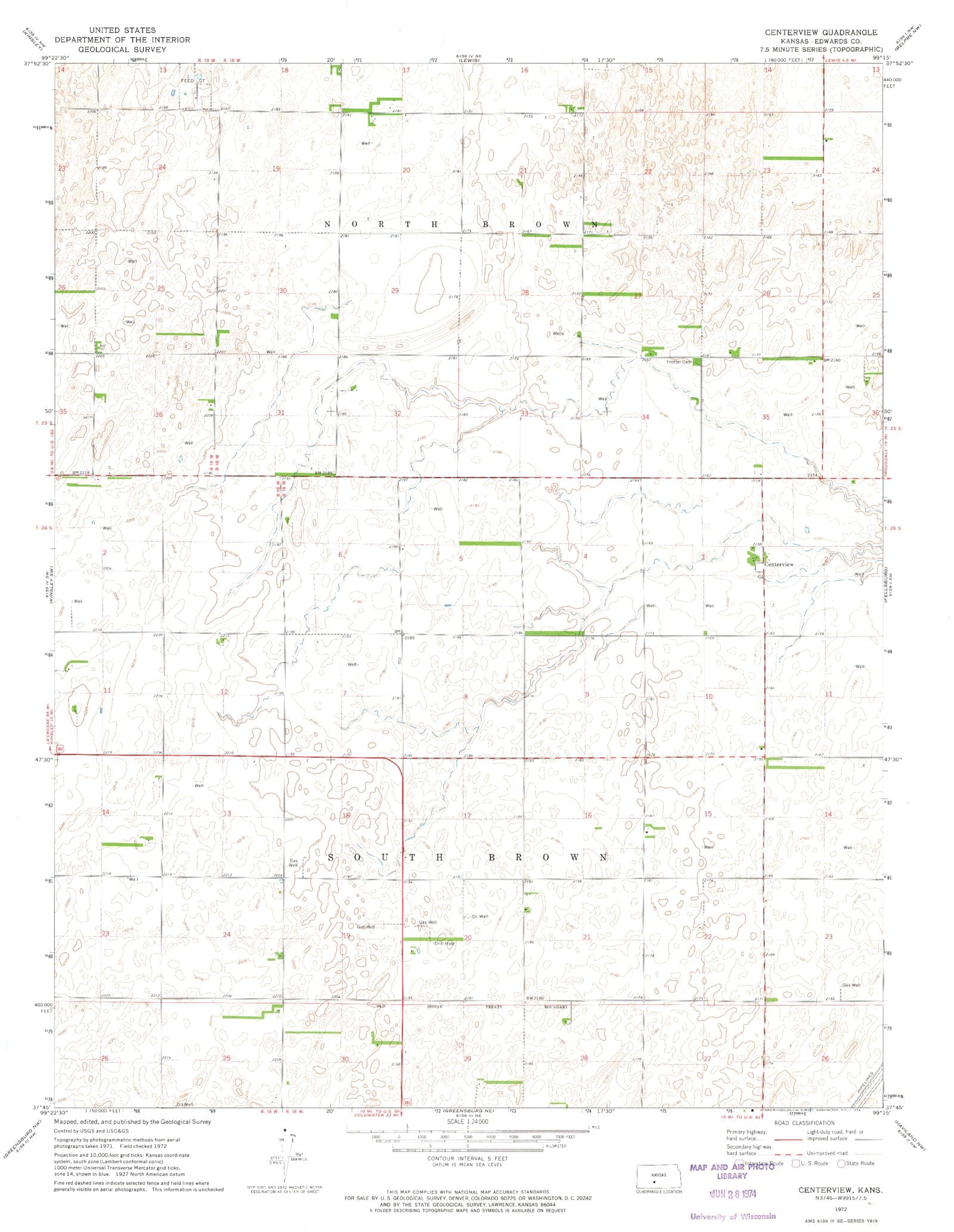 Classic USGS Centerview Kansas 7.5'x7.5' Topo Map – MyTopo Map Store