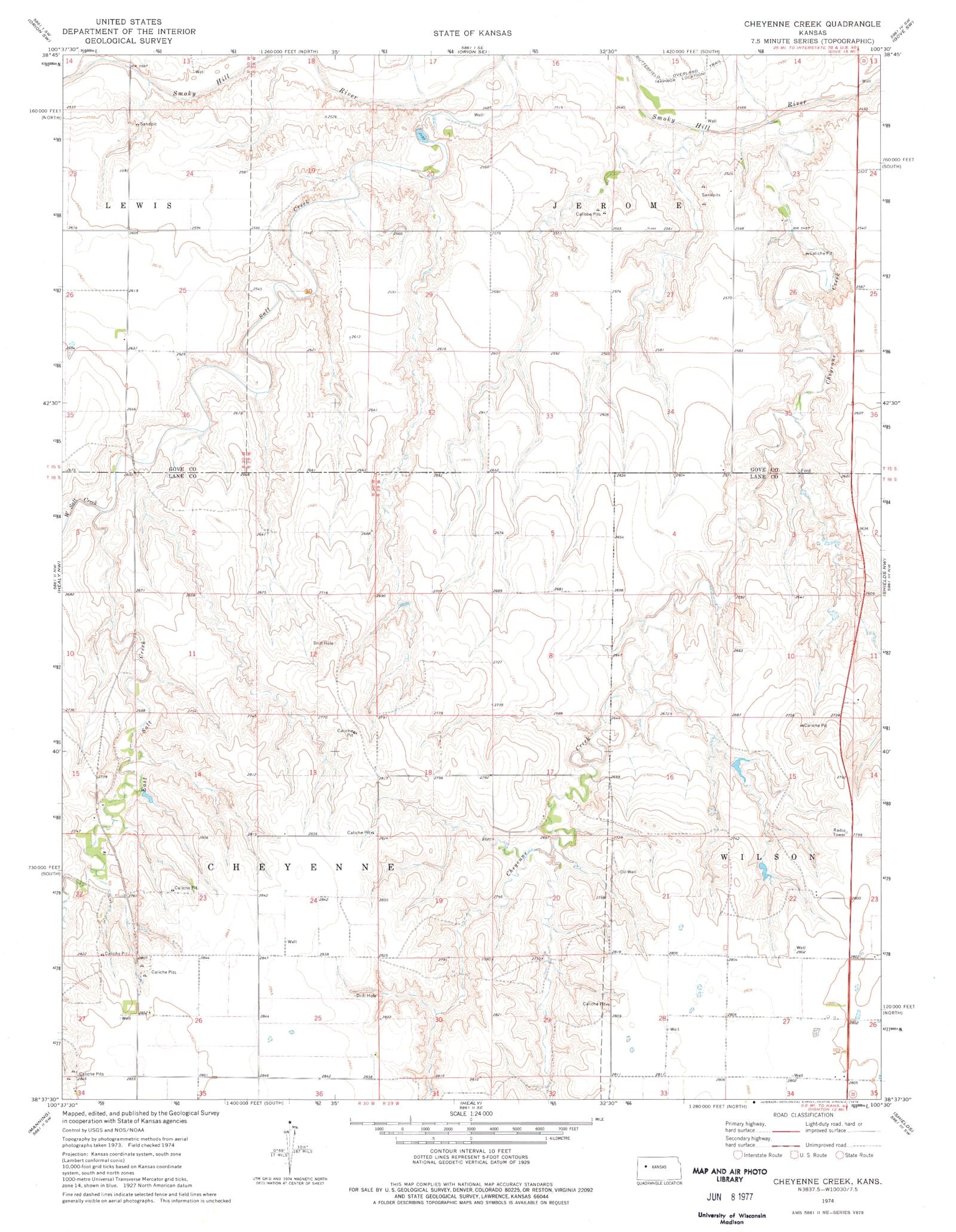 Classic USGS Cheyenne Creek Kansas 7.5'x7.5' Topo Map – MyTopo Map Store