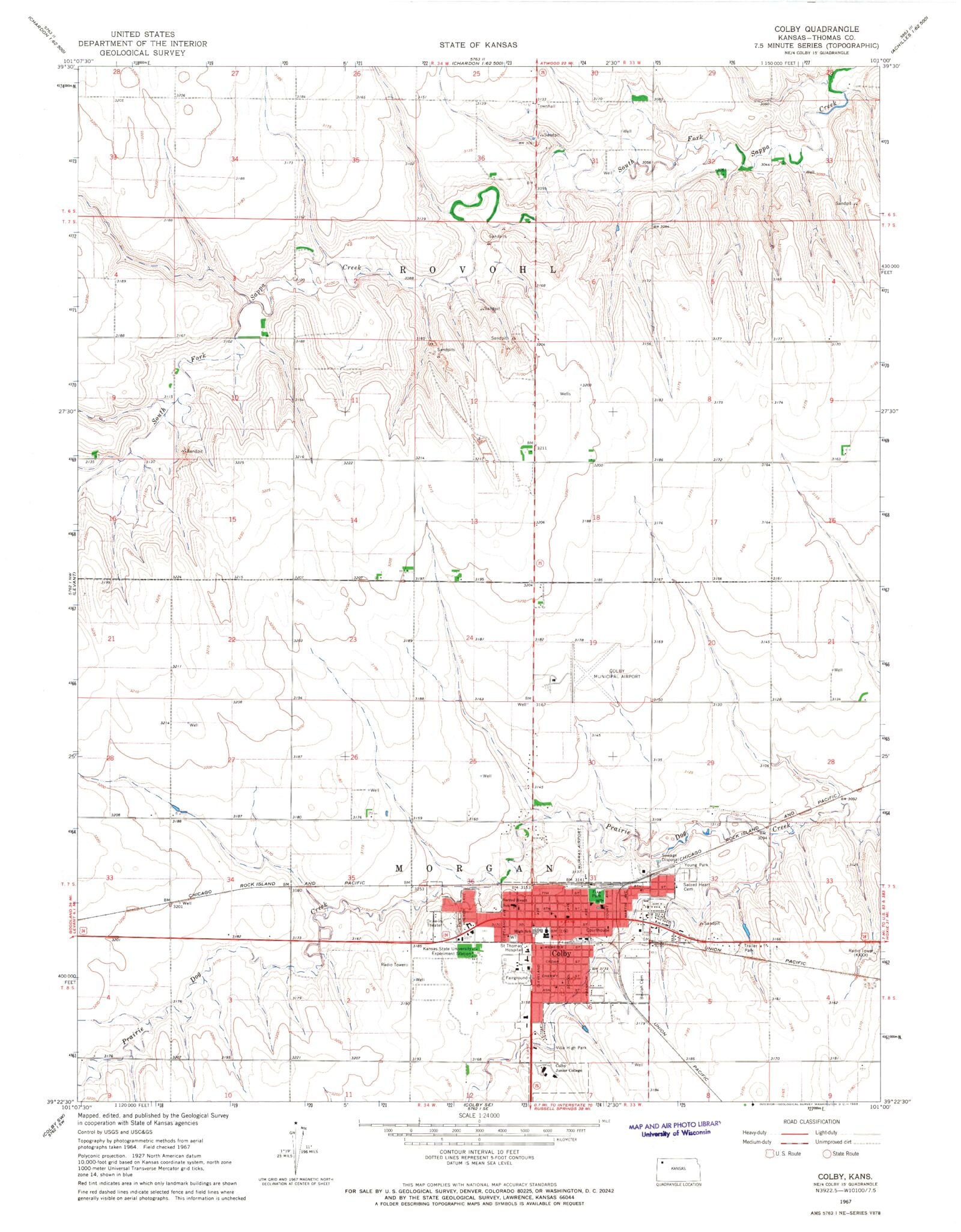 Classic USGS Colby Kansas 7.5'x7.5' Topo Map – MyTopo Map Store