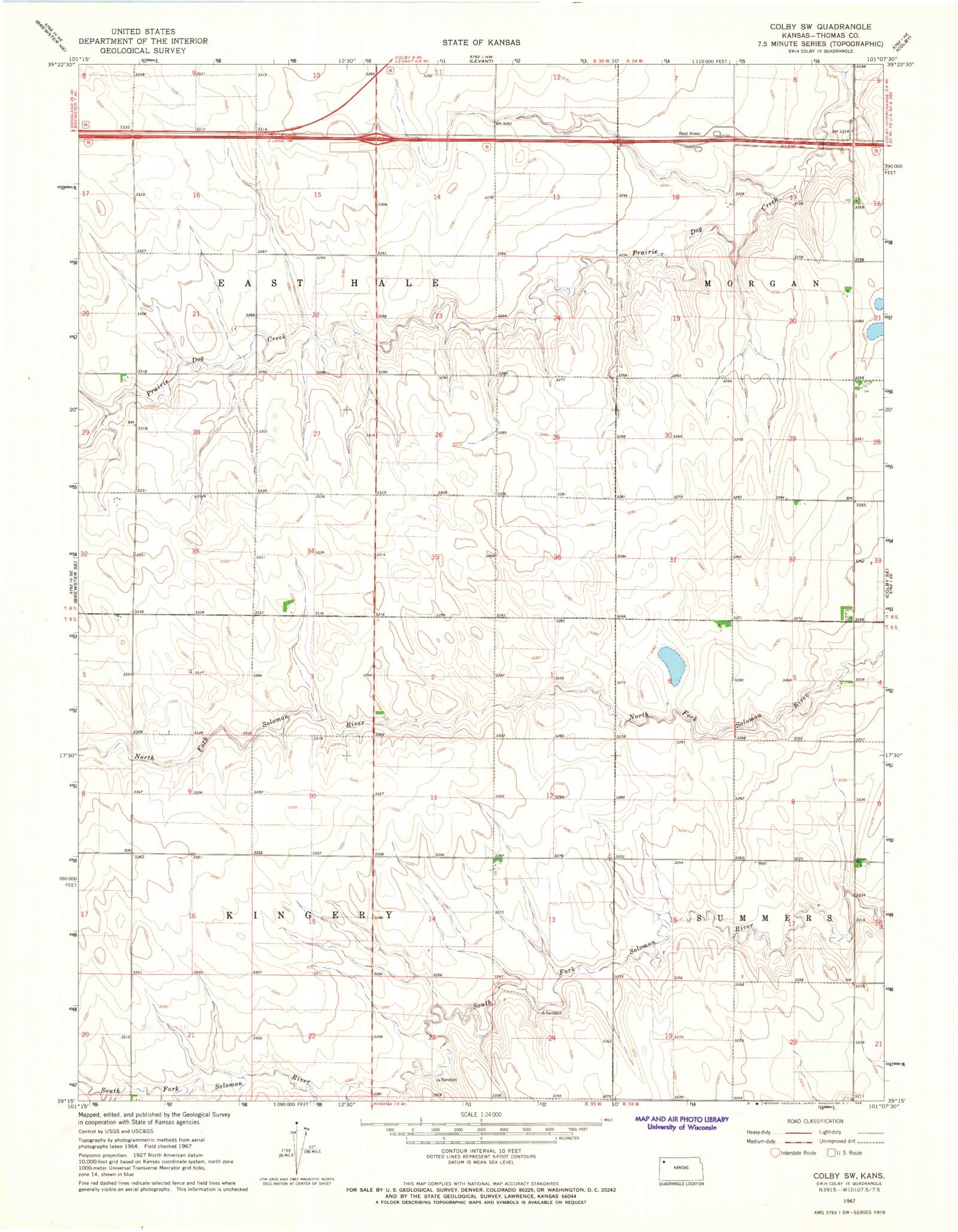 Classic USGS Colby SW Kansas 7.5'x7.5' Topo Map – MyTopo Map Store
