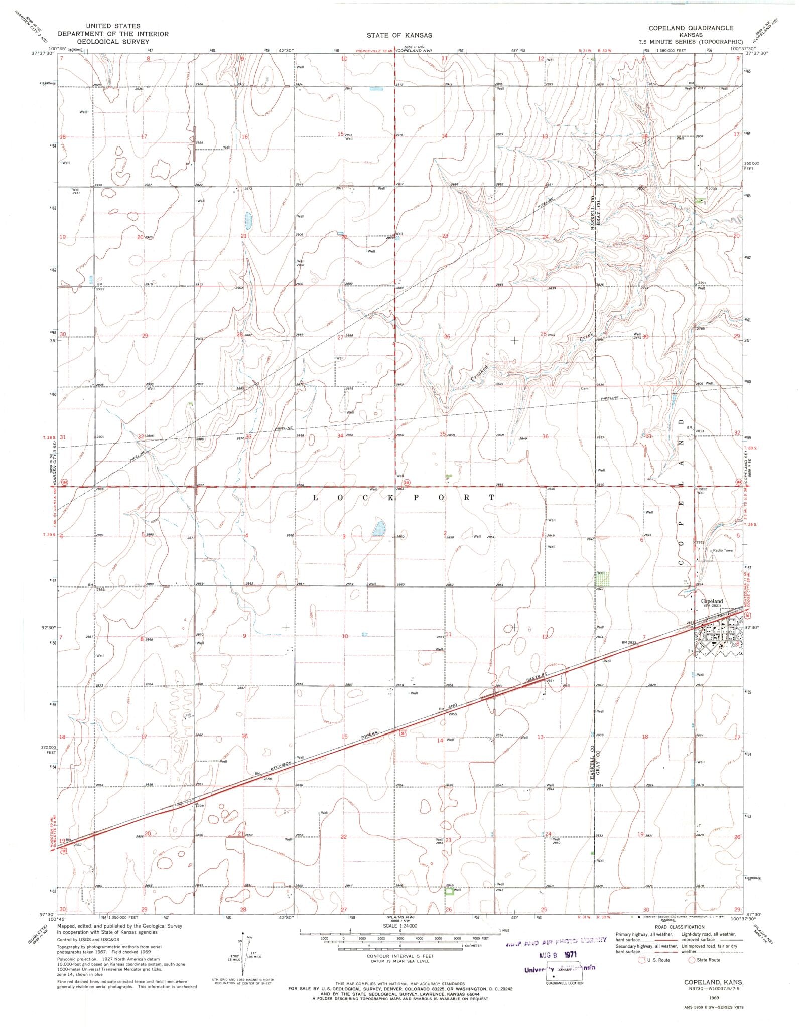 Classic USGS Copeland Kansas 7.5'x7.5' Topo Map – MyTopo Map Store