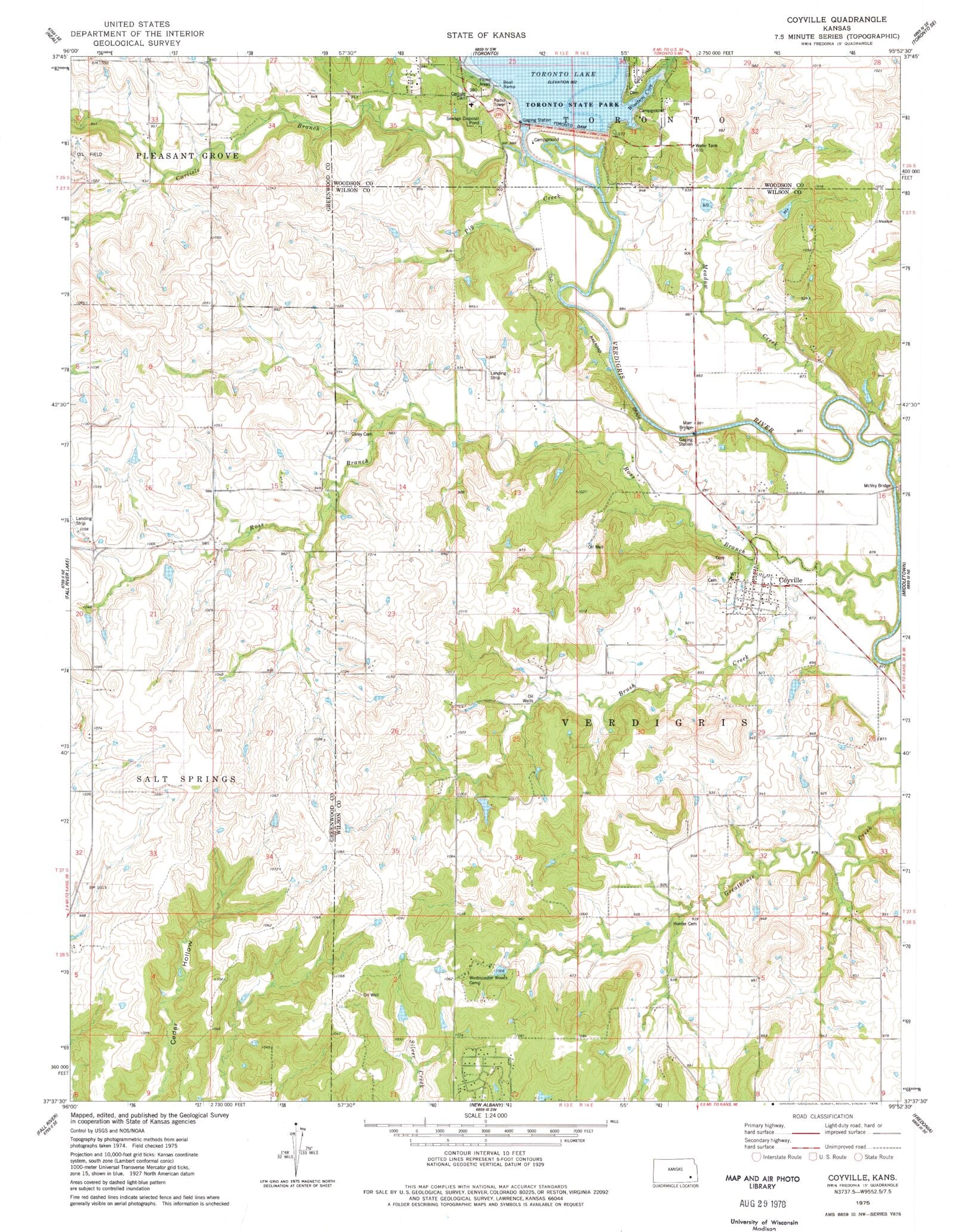 Classic USGS Coyville Kansas 7.5'x7.5' Topo Map – MyTopo Map Store