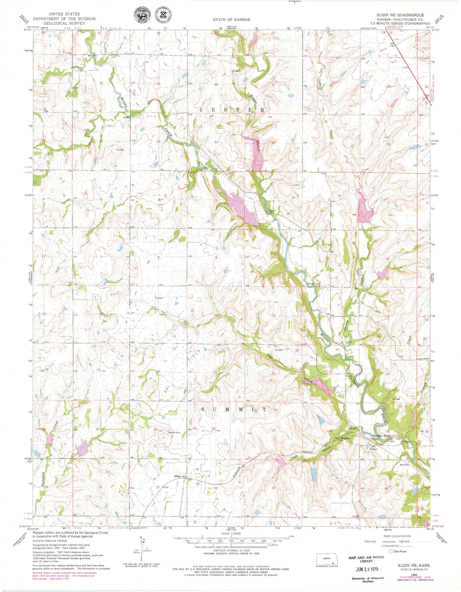 Classic USGS Elgin NE Kansas 7.5'x7.5' Topo Map – MyTopo Map Store