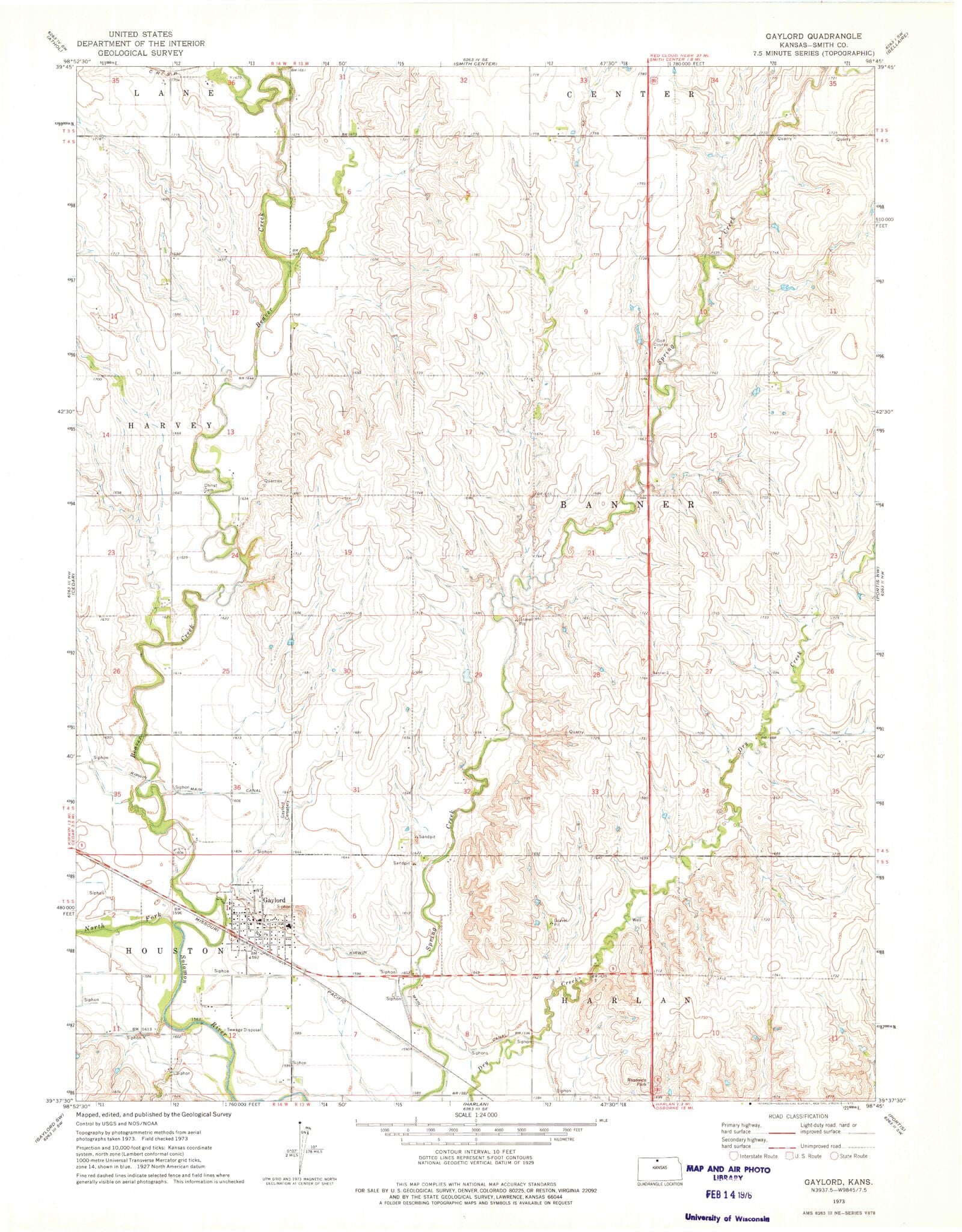 Classic USGS Gaylord Kansas 7.5'x7.5' Topo Map – MyTopo Map Store