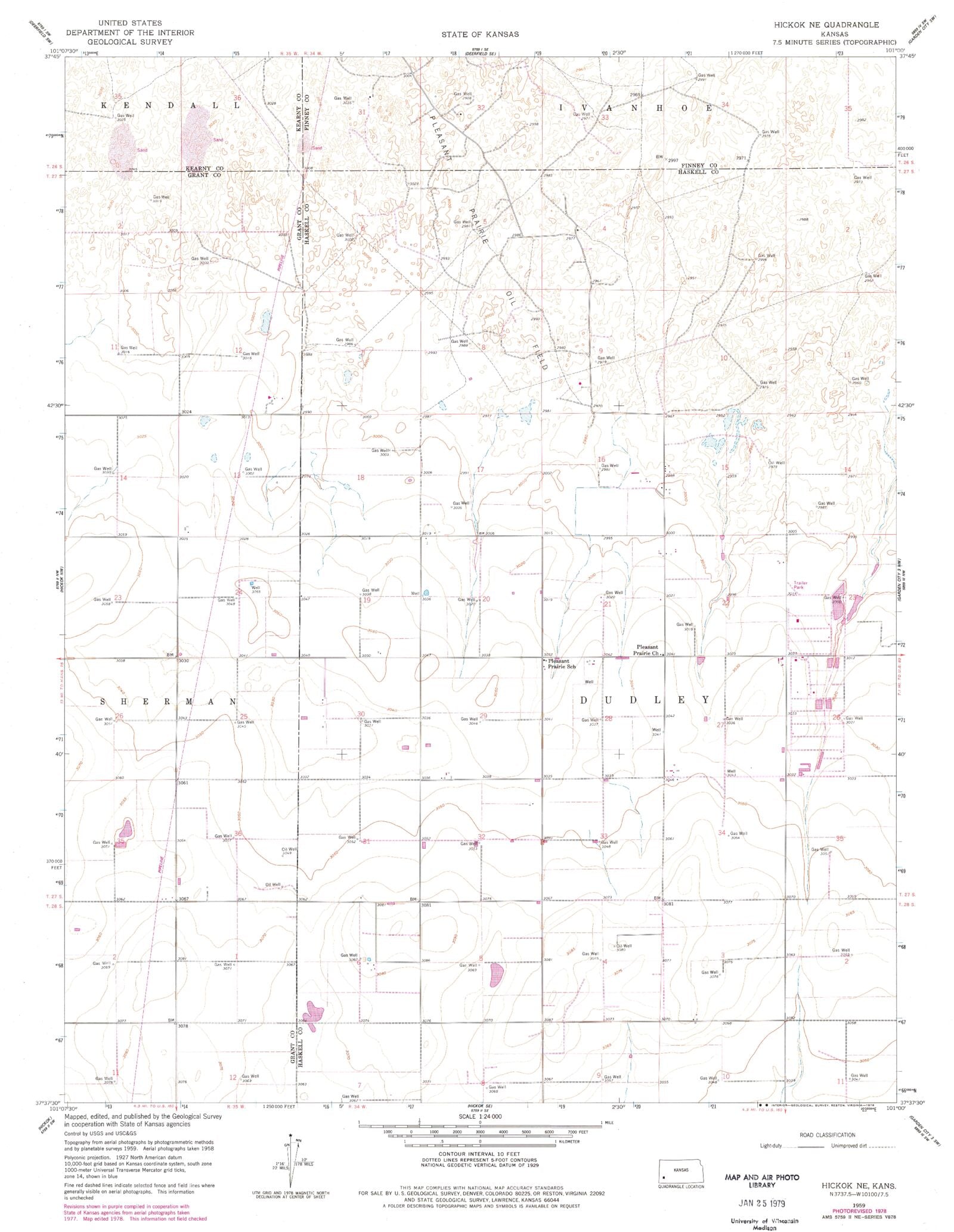 Classic USGS Hickok NE Kansas 7.5'x7.5' Topo Map – MyTopo Map Store