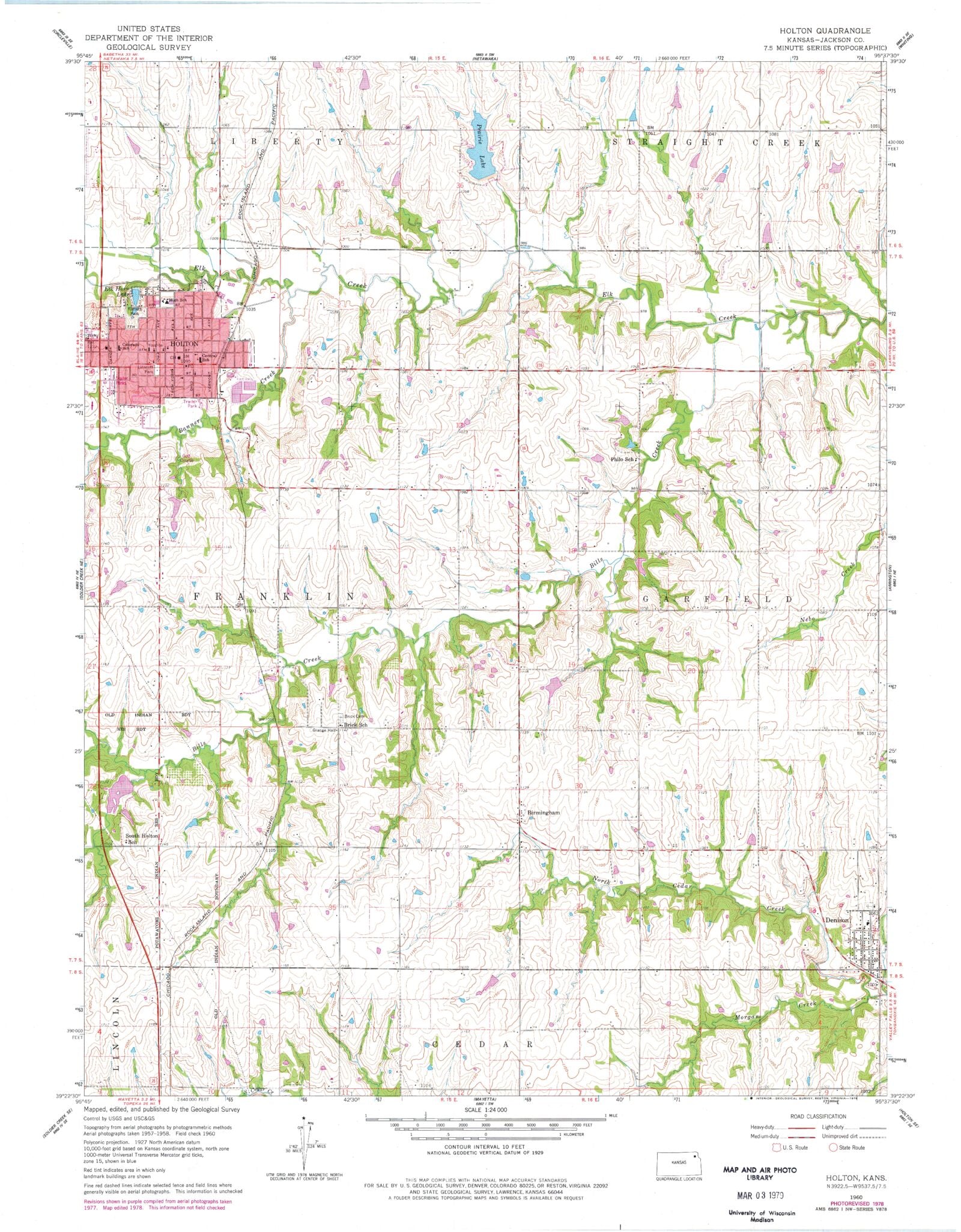 Classic USGS Holton Kansas 7.5'x7.5' Topo Map – MyTopo Map Store