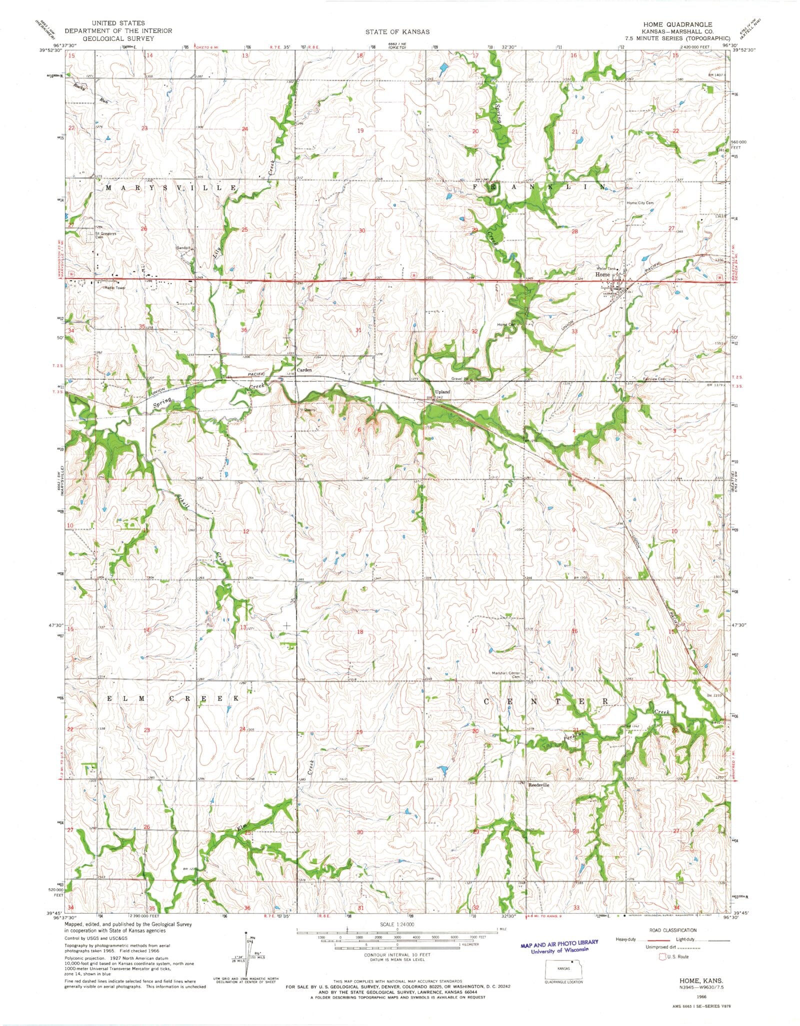 Classic USGS Home Kansas 7.5'x7.5' Topo Map – MyTopo Map Store