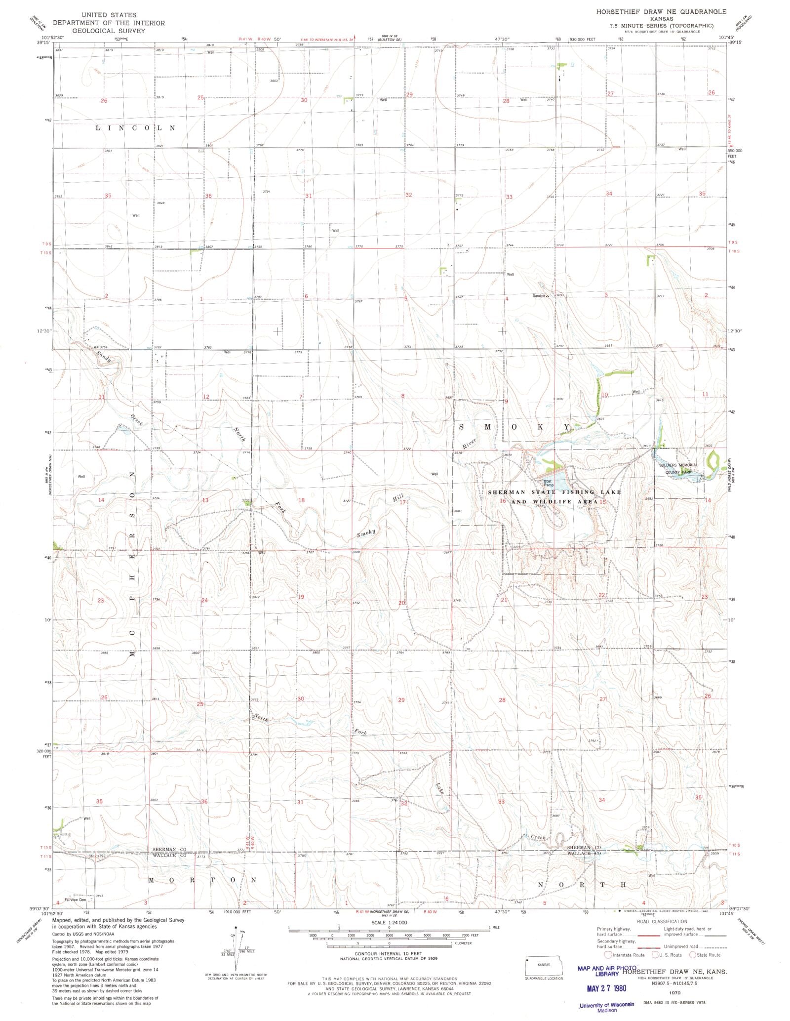 Classic USGS Horsethief Draw NE Kansas 7.5'x7.5' Topo Map – MyTopo Map Store
