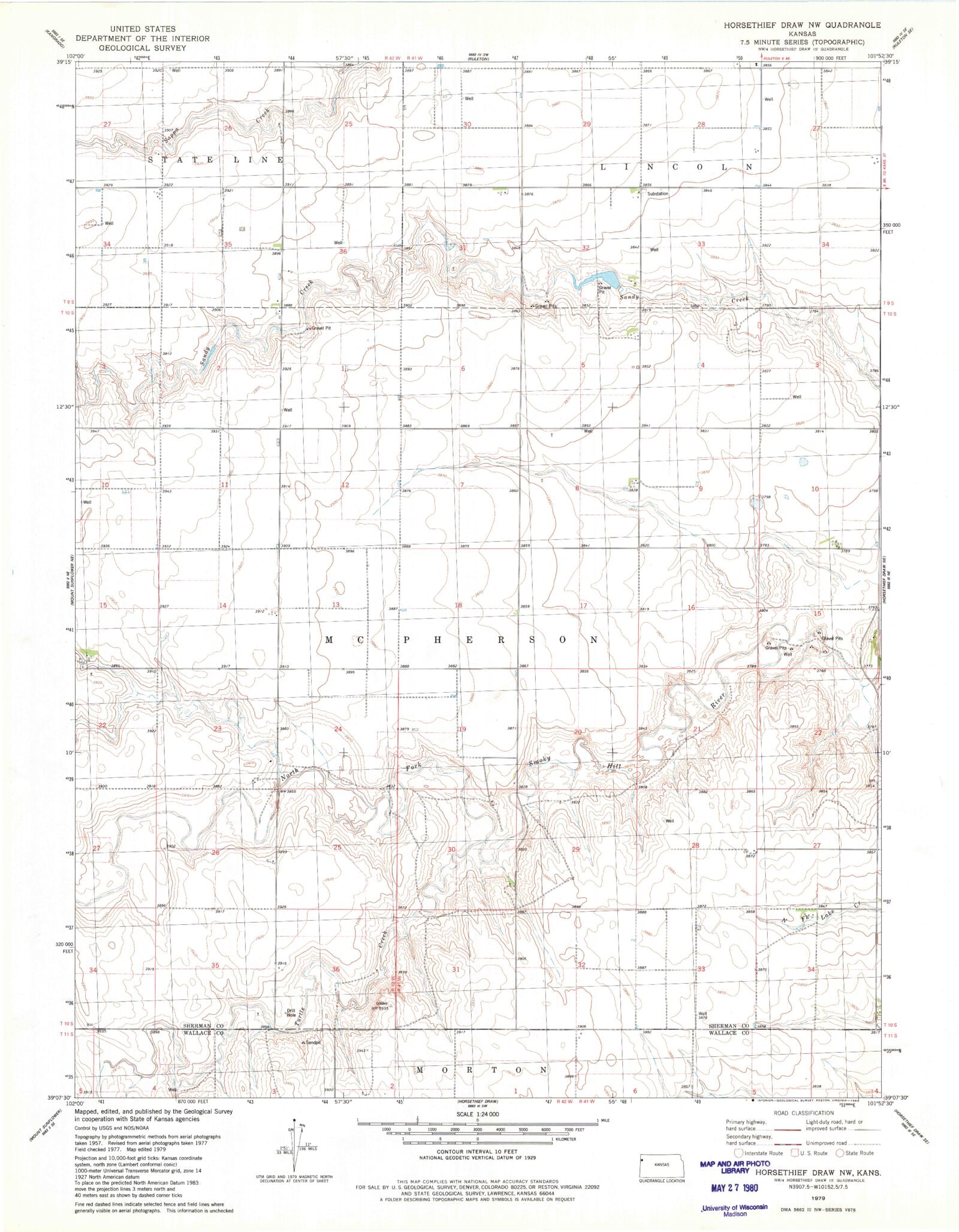 Classic USGS Horsethief Draw NW Kansas 7.5'x7.5' Topo Map – MyTopo Map ...
