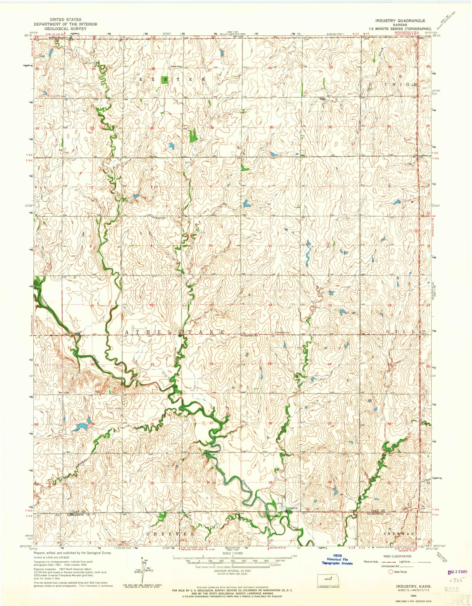 Classic USGS Industry Kansas 7.5'x7.5' Topo Map – MyTopo Map Store