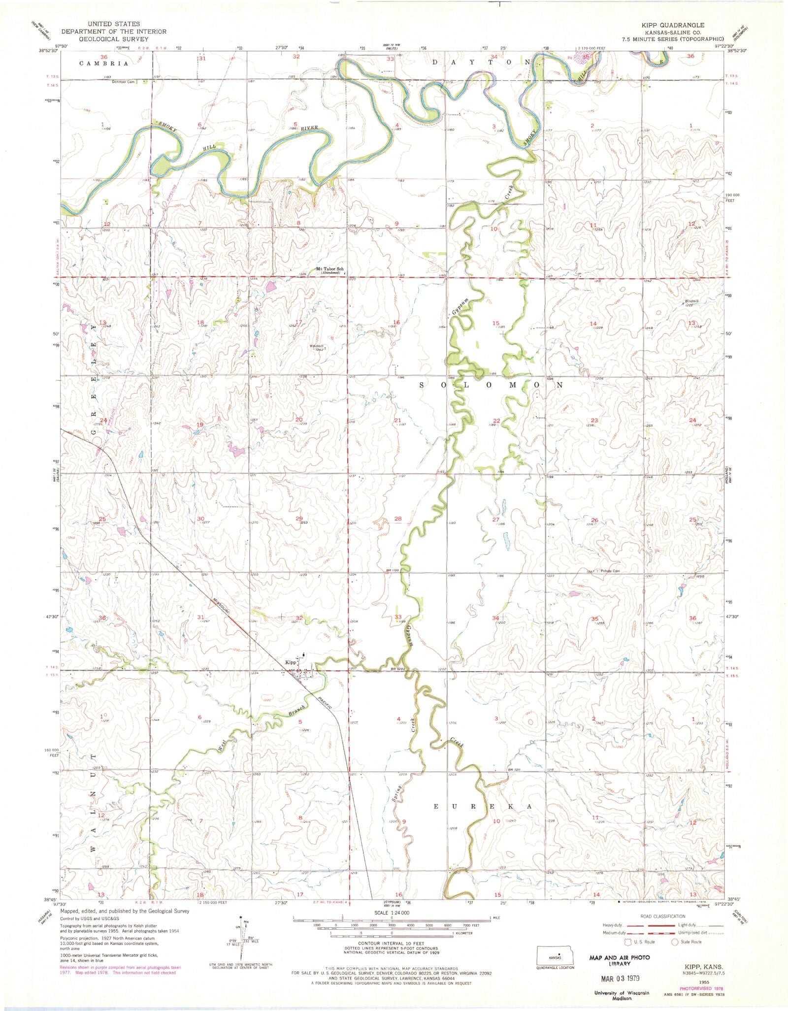 Classic USGS Kipp Kansas 7.5'x7.5' Topo Map – MyTopo Map Store