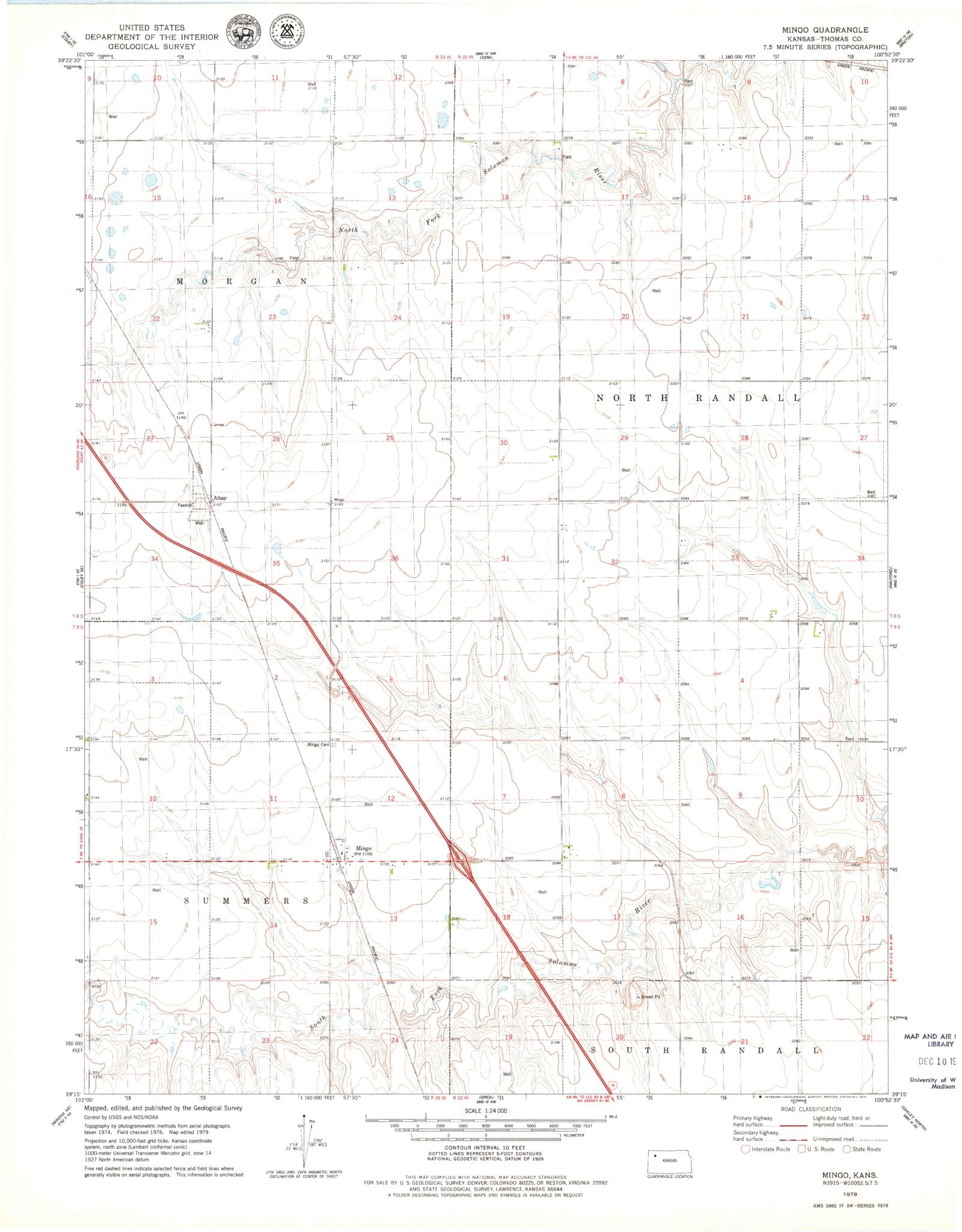 Classic USGS Mingo Kansas 7.5'x7.5' Topo Map – MyTopo Map Store