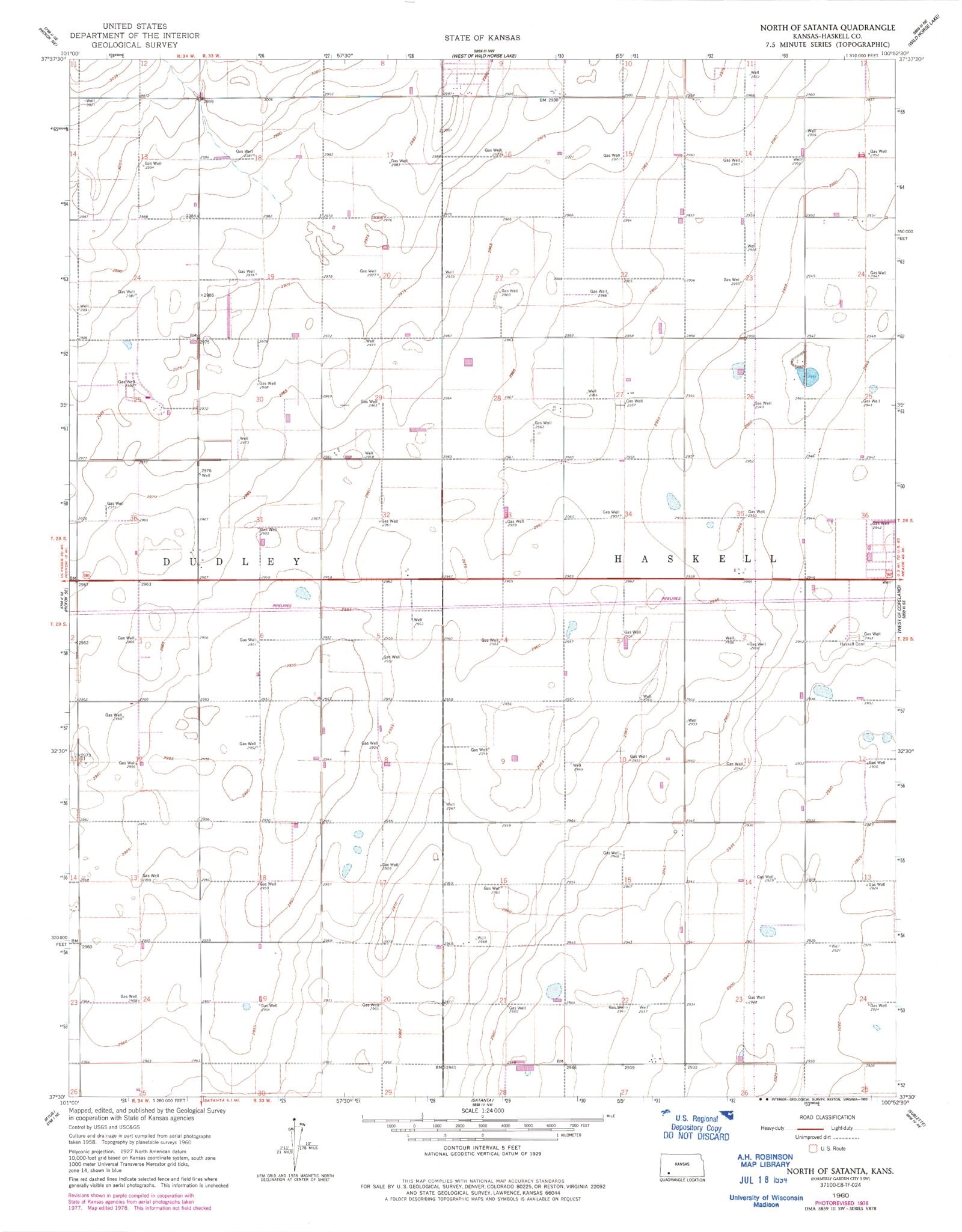 Classic USGS North of Satanta Kansas 7.5'x7.5' Topo Map – MyTopo Map Store