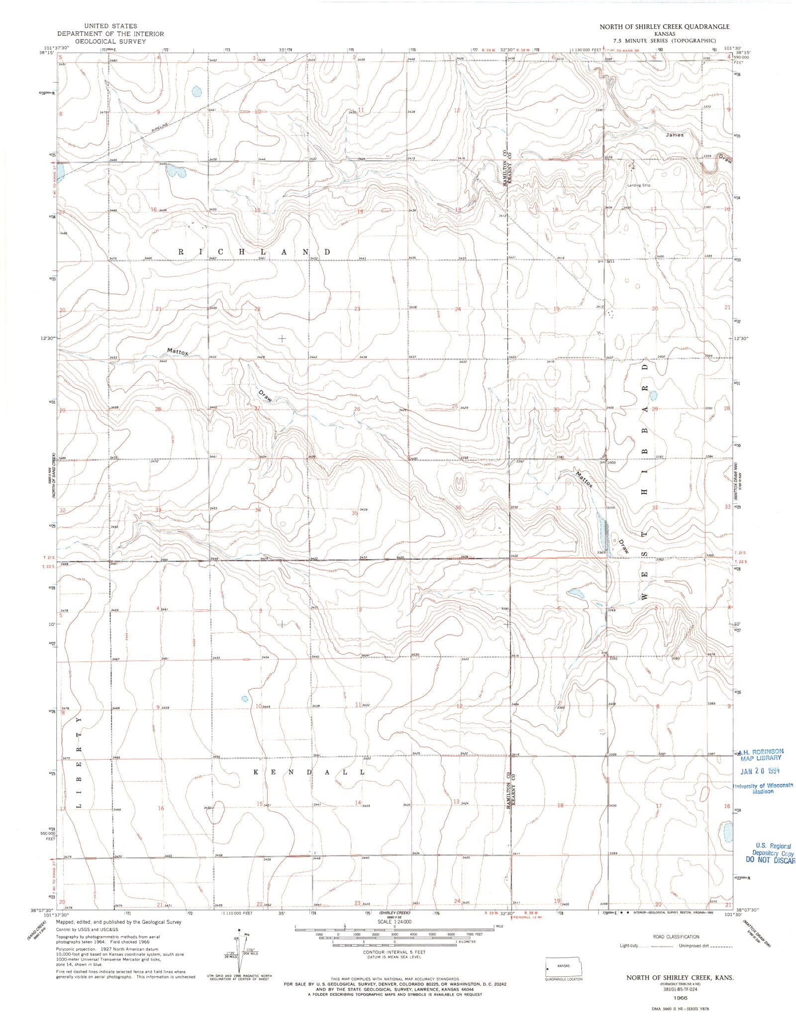Classic USGS North of Shirley Creek Kansas 7.5'x7.5' Topo Map – MyTopo ...