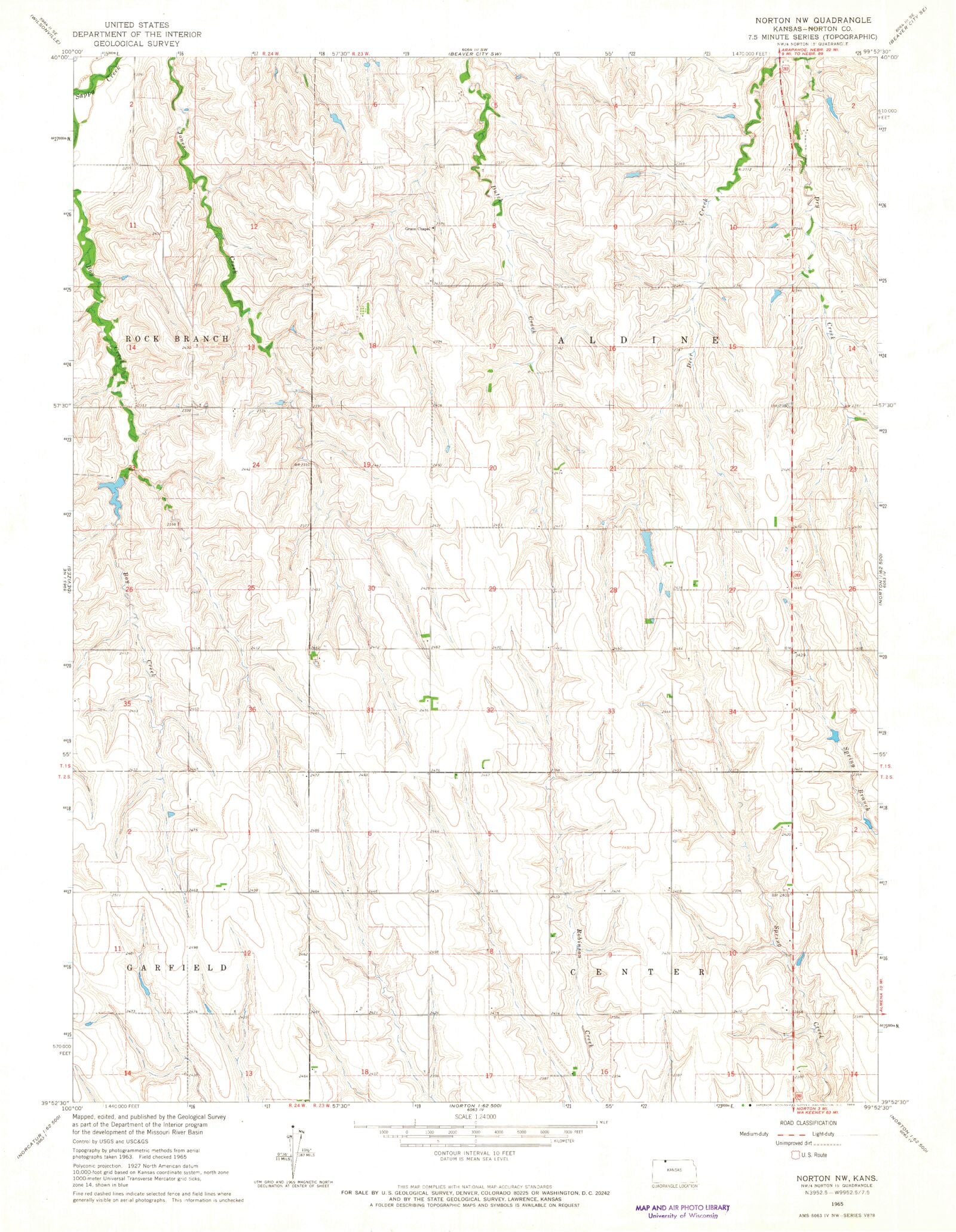 Classic USGS Norton NW Kansas 7.5'x7.5' Topo Map – MyTopo Map Store