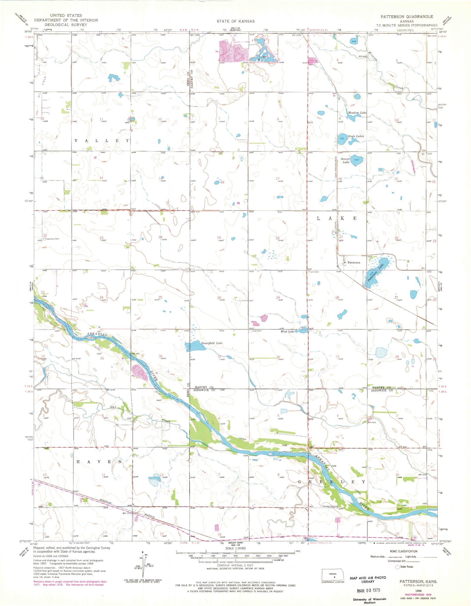 Classic USGS Patterson Kansas 7.5'x7.5' Topo Map – MyTopo Map Store