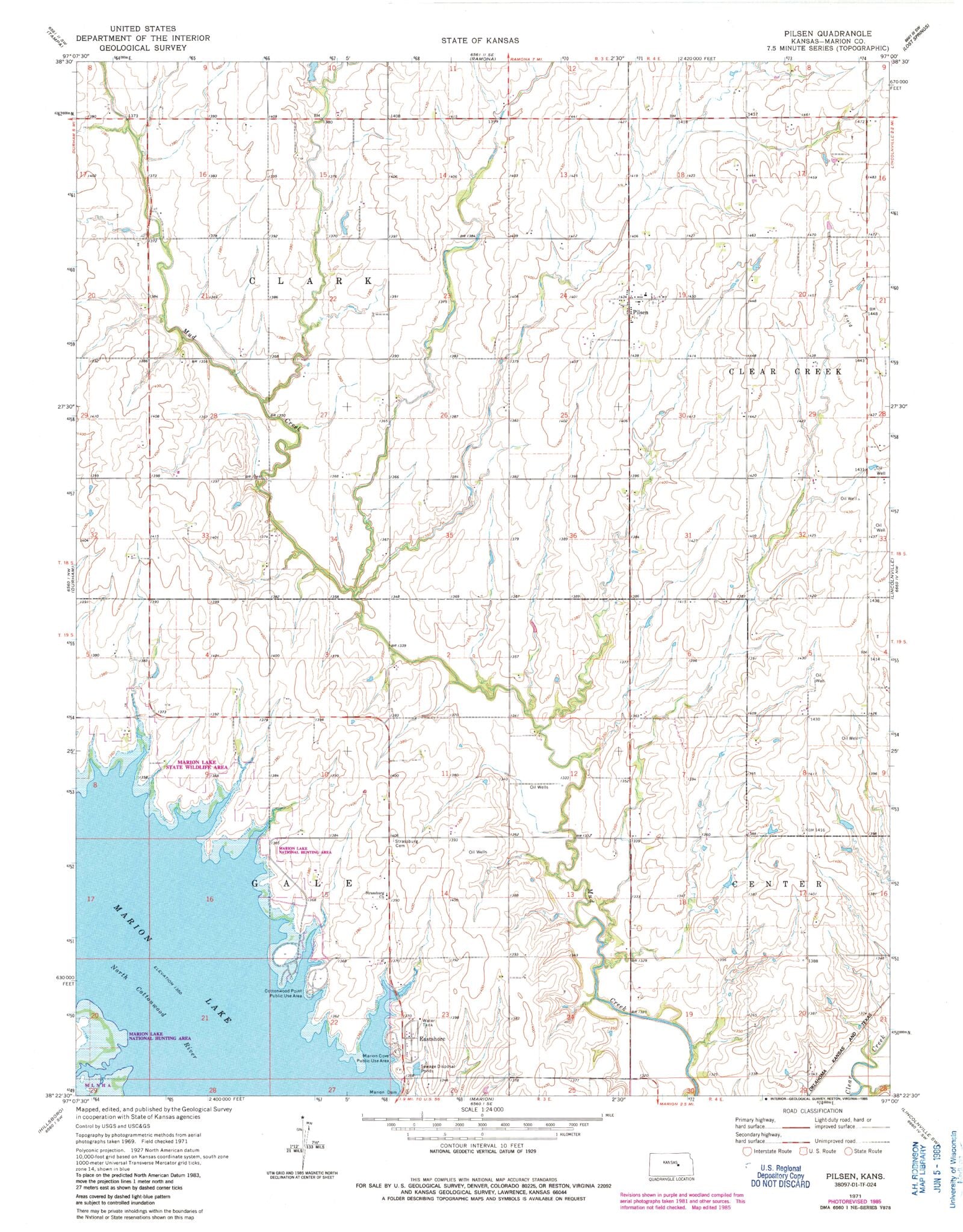 Classic USGS Pilsen Kansas 7.5'x7.5' Topo Map – MyTopo Map Store