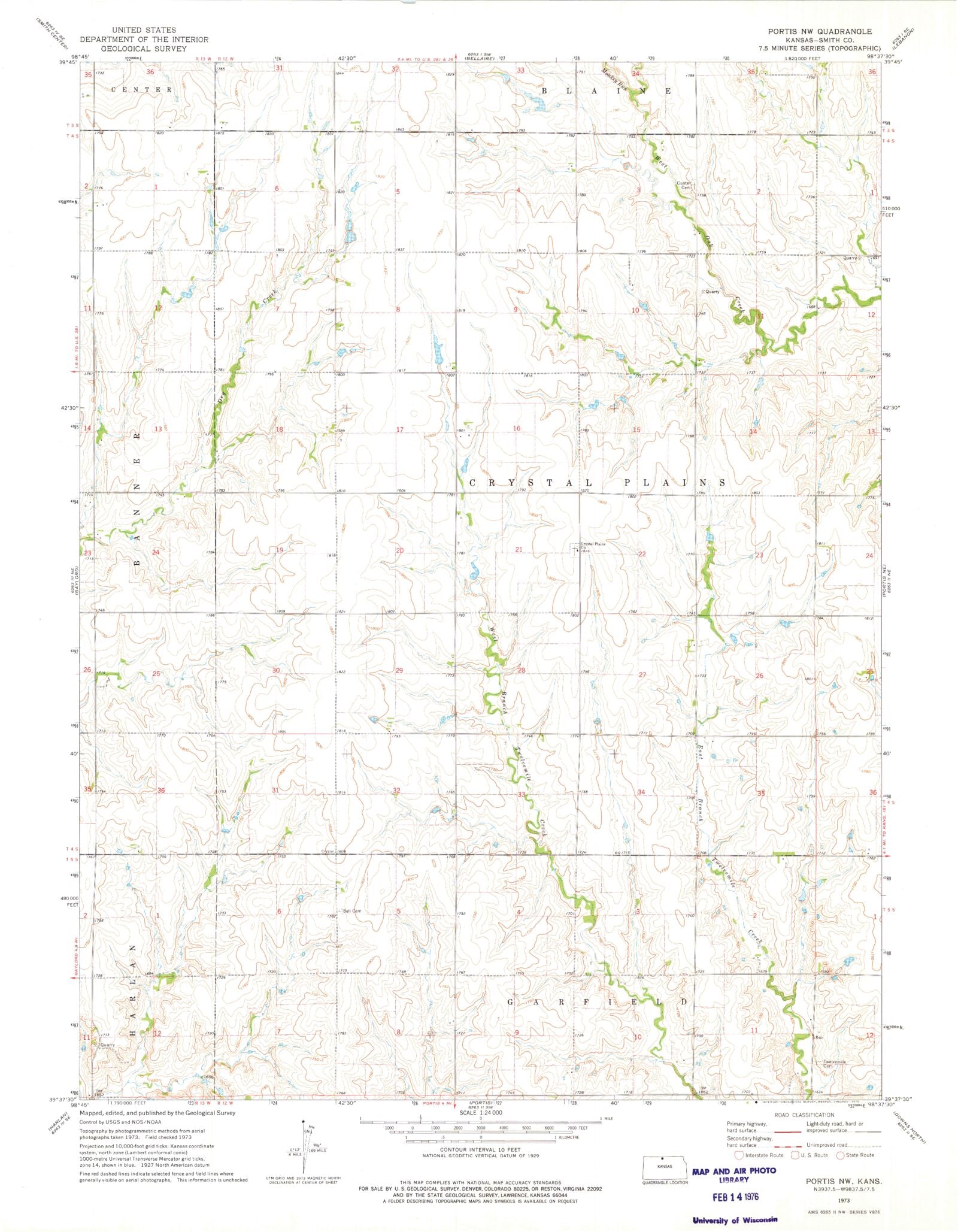 Classic USGS Portis NW Kansas 7.5'x7.5' Topo Map – MyTopo Map Store