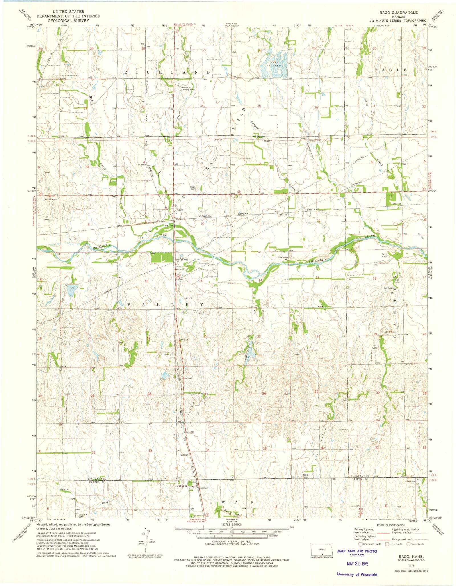 Classic USGS Rago Kansas 7.5'x7.5' Topo Map – MyTopo Map Store