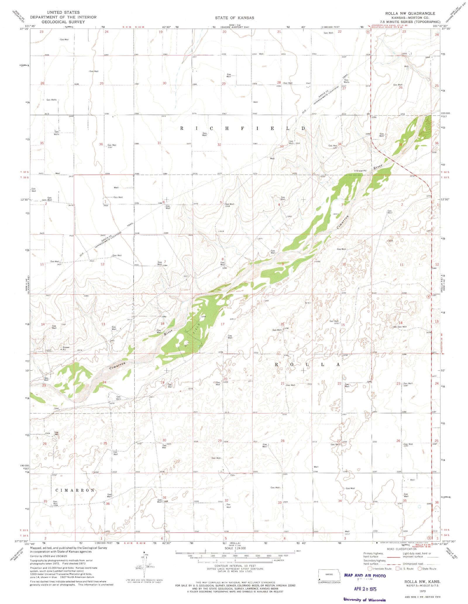 Classic USGS Rolla NW Kansas 7.5'x7.5' Topo Map – MyTopo Map Store