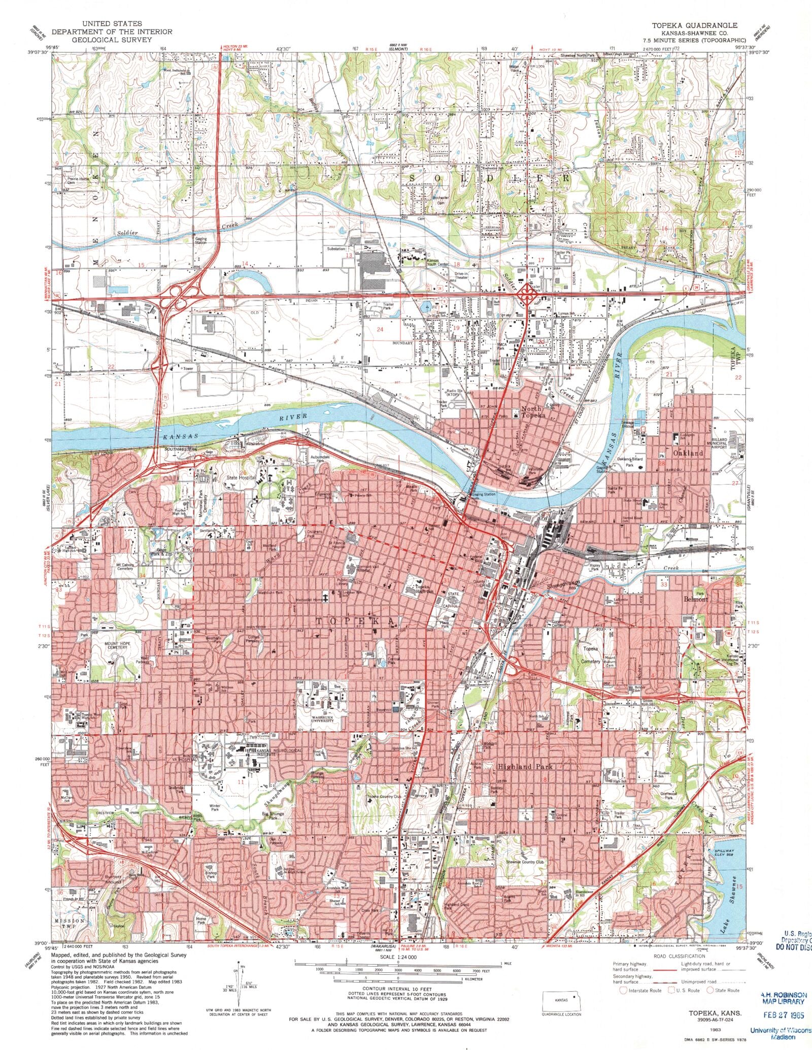 Classic USGS Topeka Kansas 7.5'x7.5' Topo Map – MyTopo Map Store
