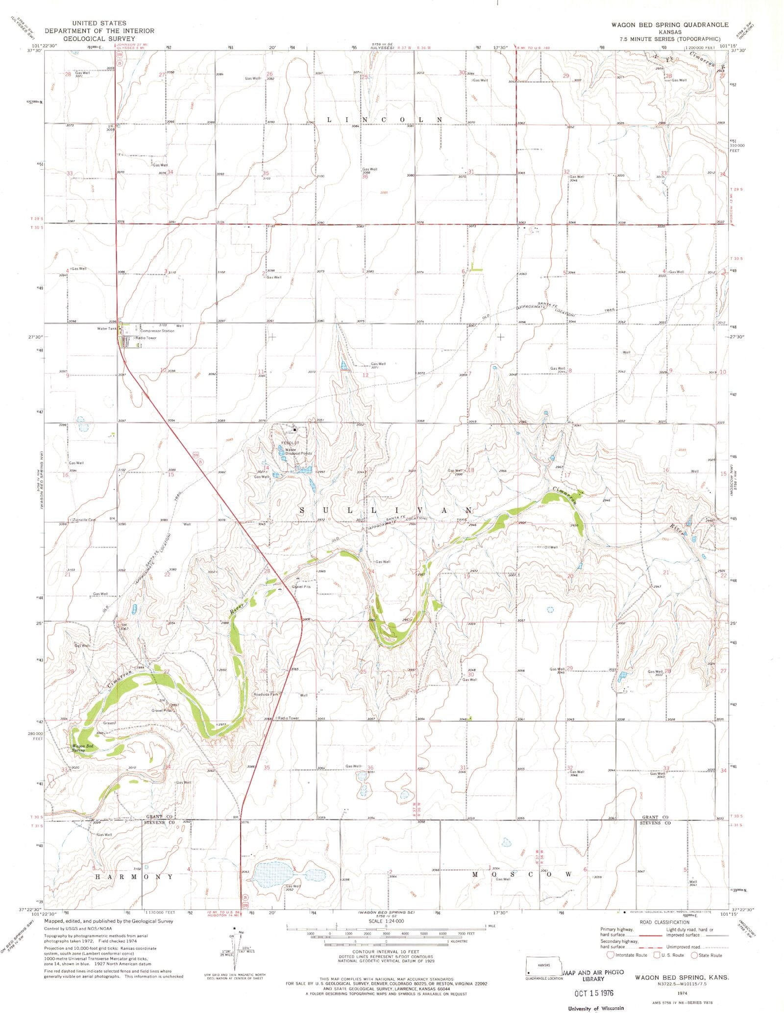 Classic USGS Wagon Bed Spring Kansas 7.5'x7.5' Topo Map – MyTopo Map Store