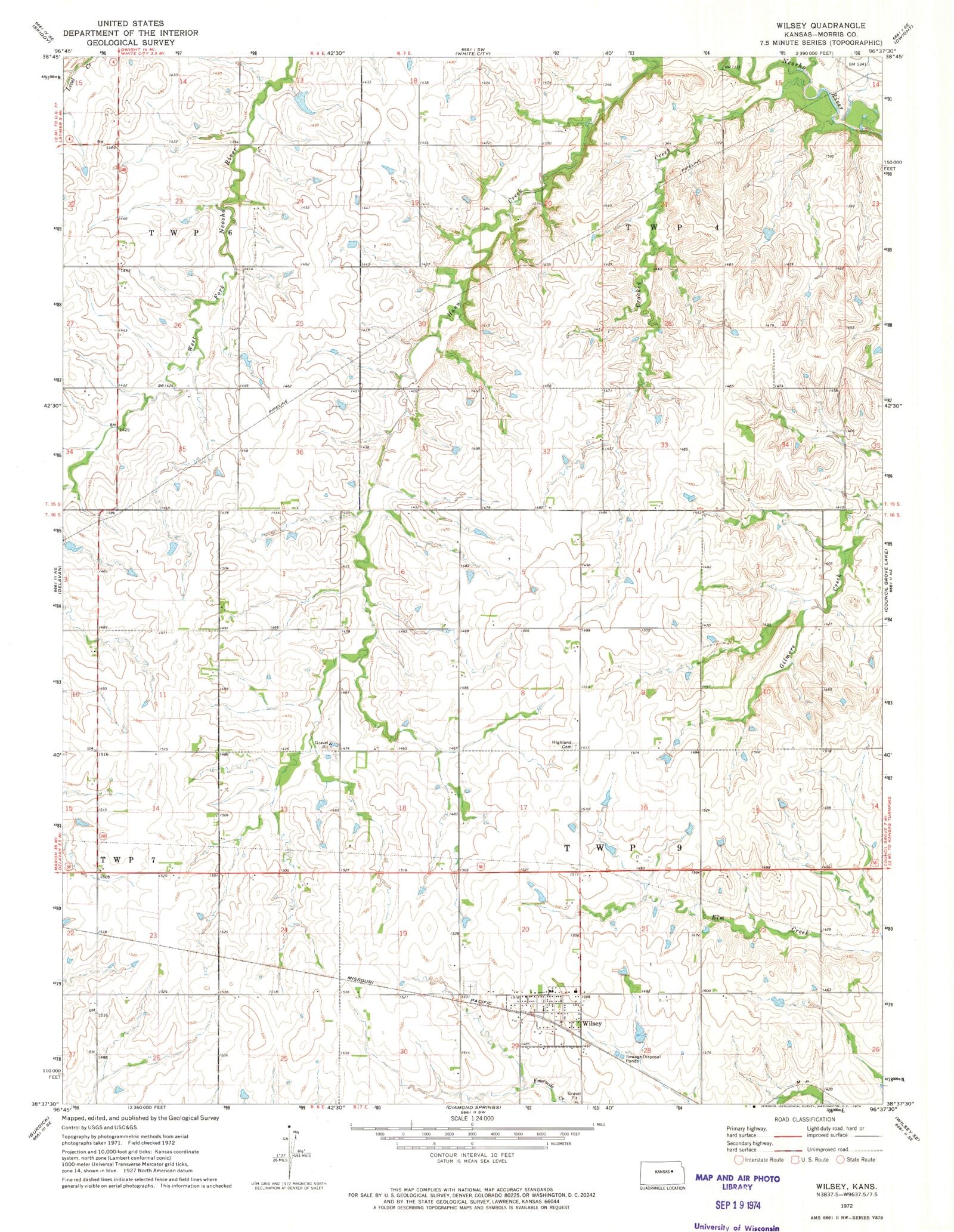 Classic USGS Wilsey Kansas 7.5'x7.5' Topo Map – MyTopo Map Store