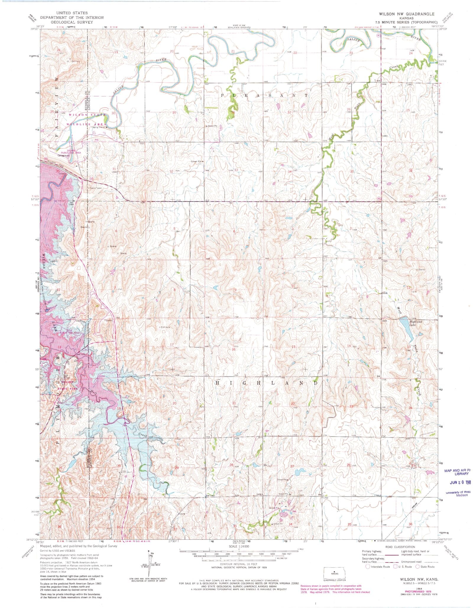 Classic USGS Wilson NW Kansas 7.5'x7.5' Topo Map – MyTopo Map Store