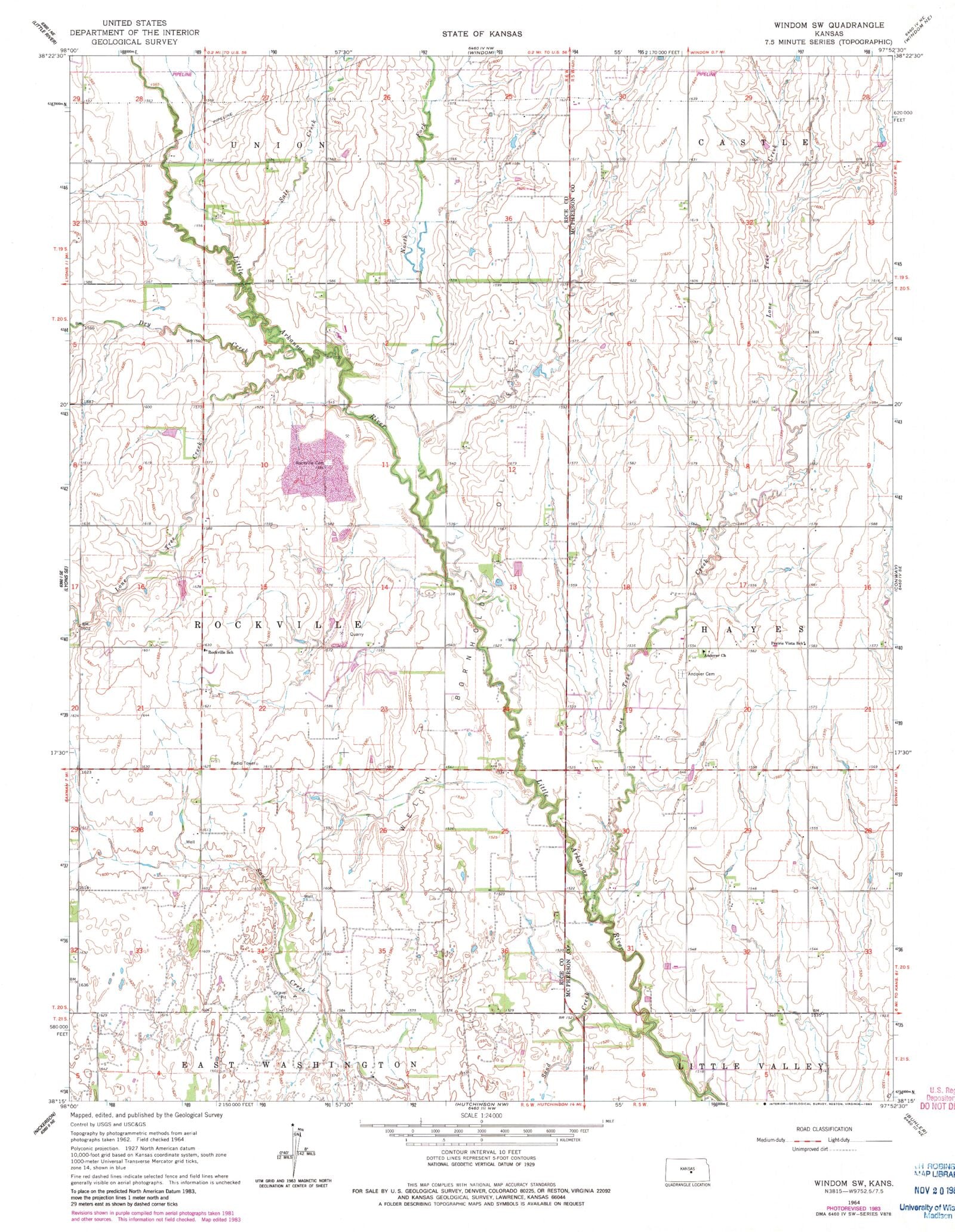 Classic USGS Windom SW Kansas 7.5'x7.5' Topo Map – MyTopo Map Store