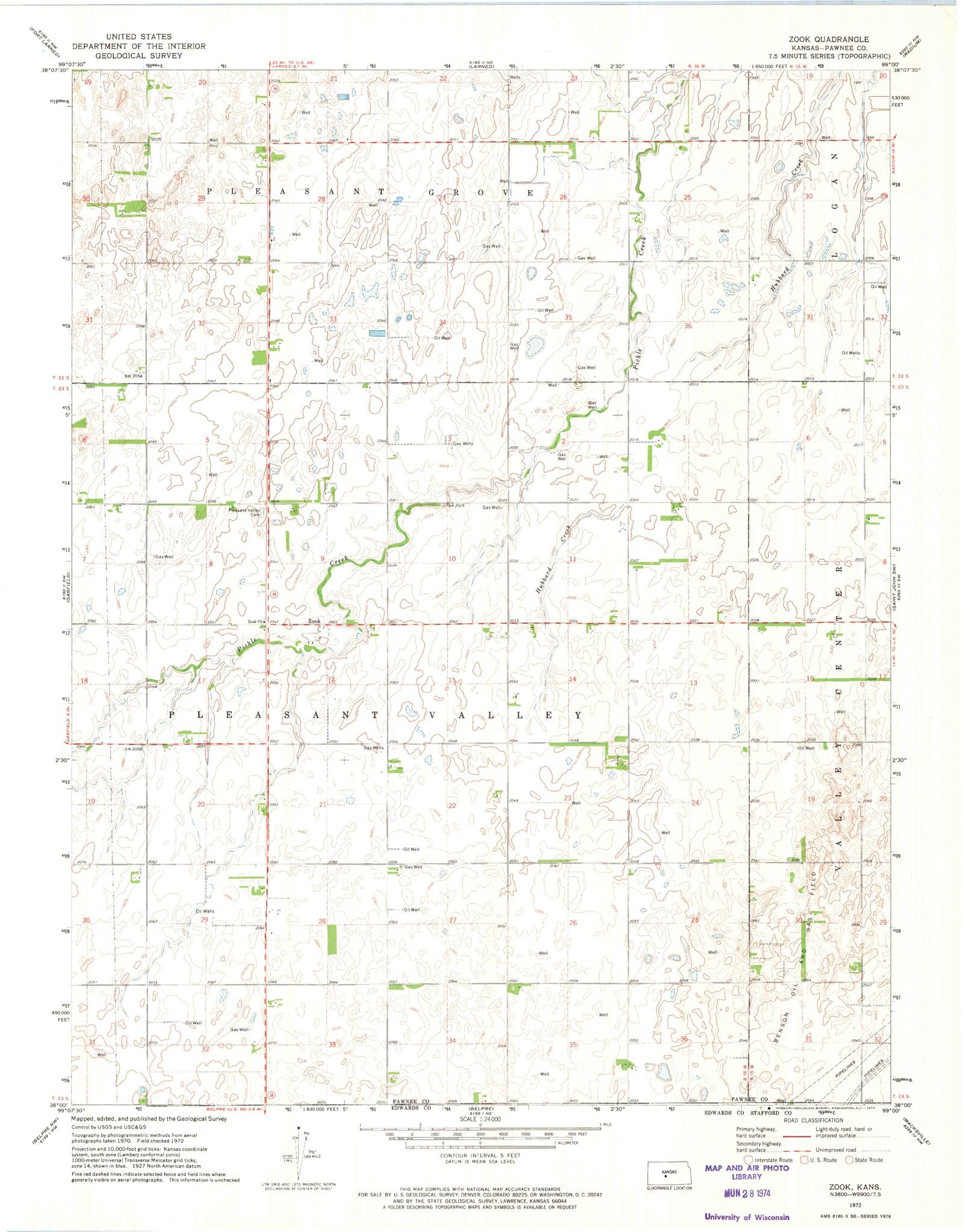 Classic USGS Zook Kansas 7.5'x7.5' Topo Map – MyTopo Map Store