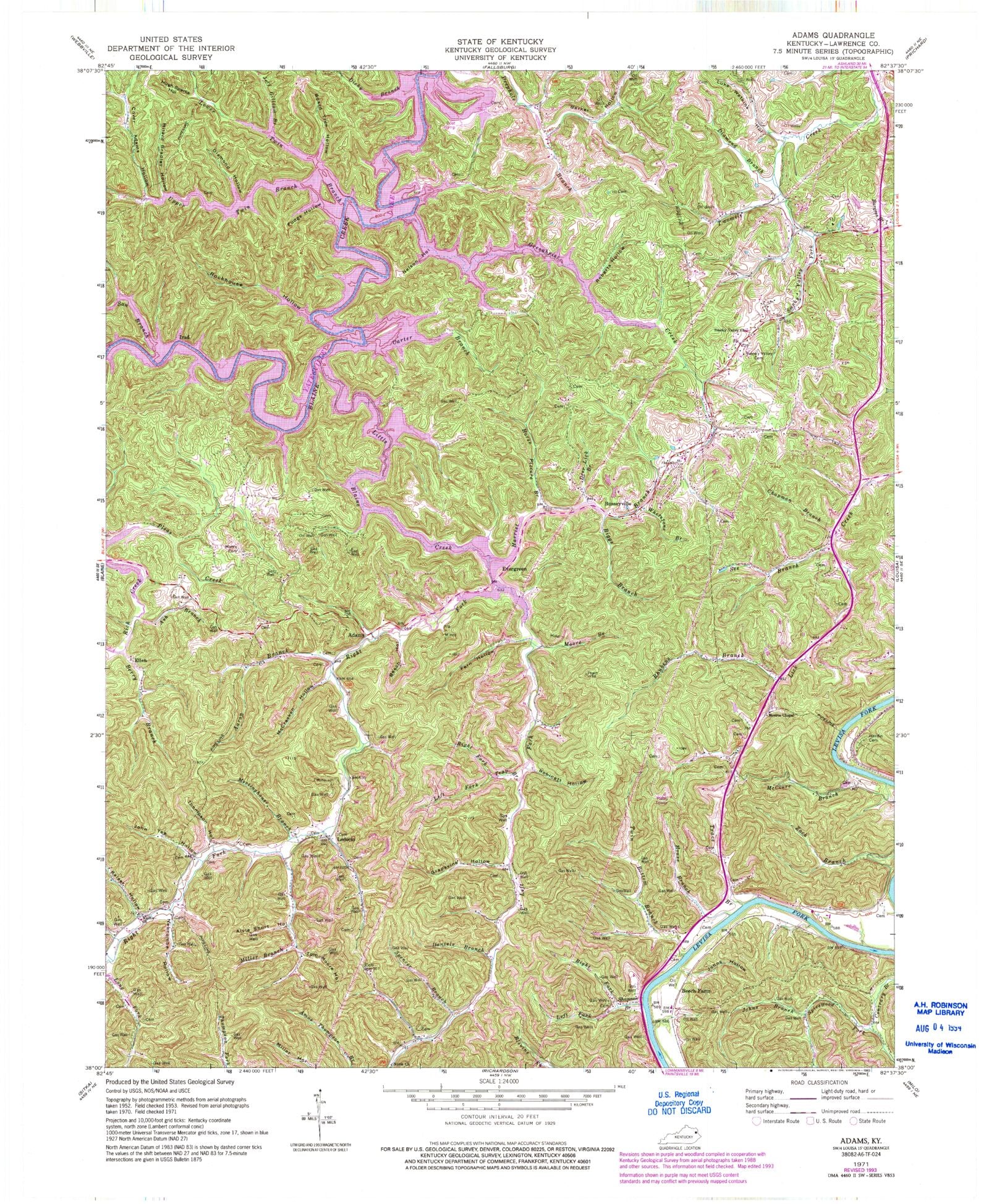 Classic USGS Adams Kentucky 7.5'x7.5' Topo Map – MyTopo Map Store