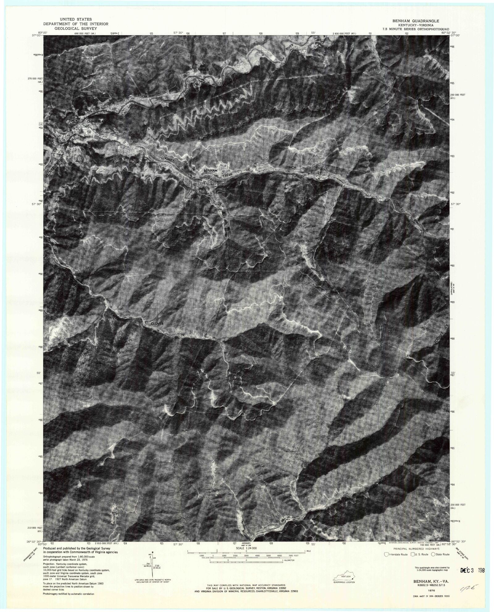 Classic USGS Benham Kentucky 7.5'x7.5' Topo Map – MyTopo Map Store