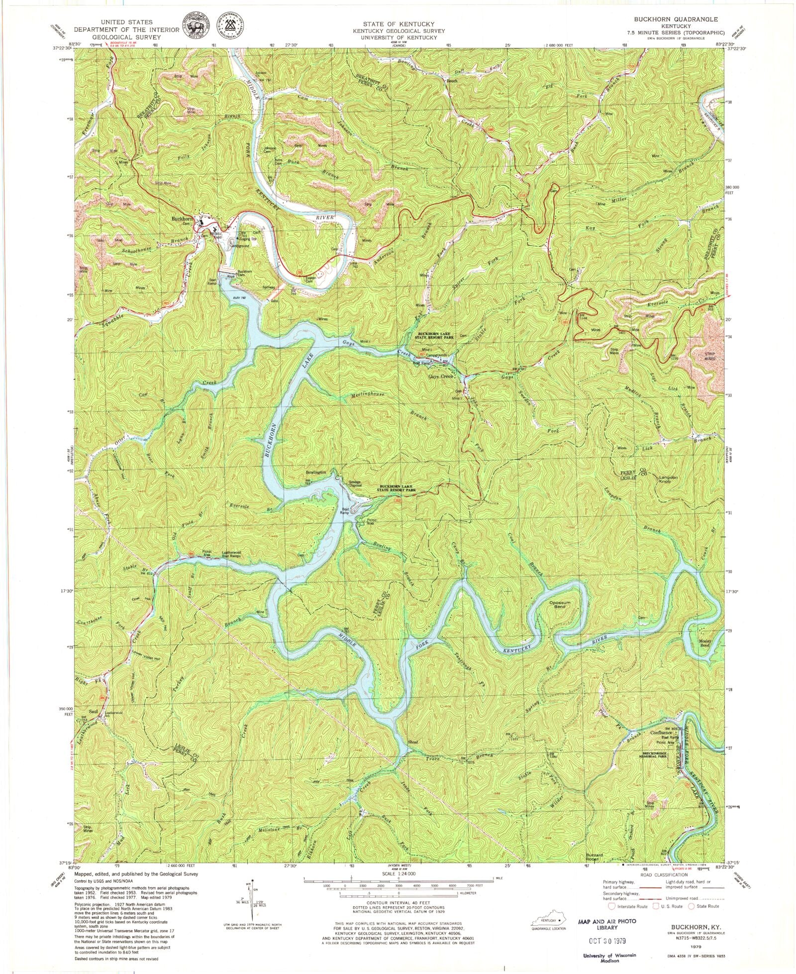 Classic USGS Buckhorn Kentucky 7.5'x7.5' Topo Map – MyTopo Map Store