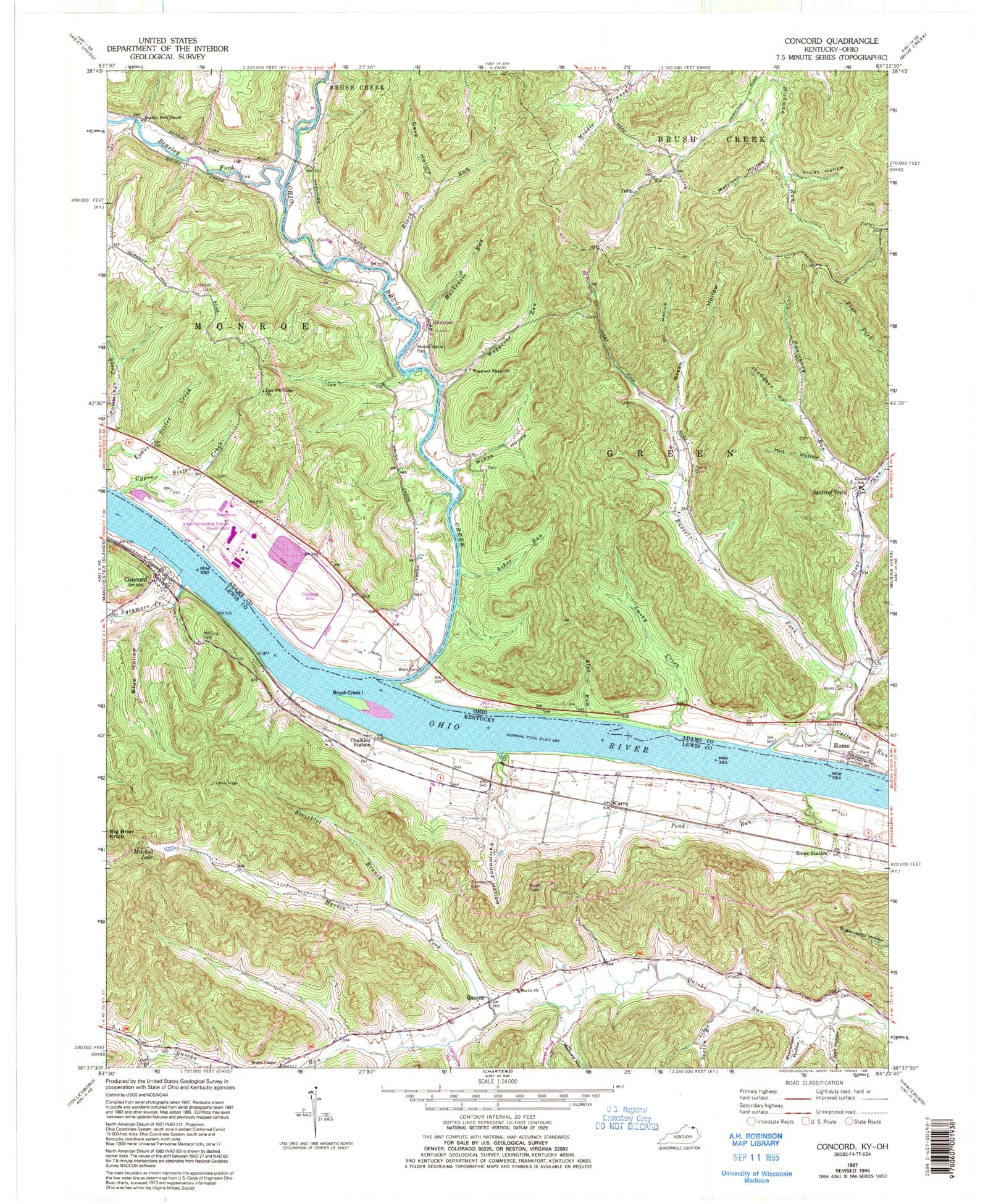 Classic USGS Concord Kentucky 7.5'x7.5' Topo Map – MyTopo Map Store