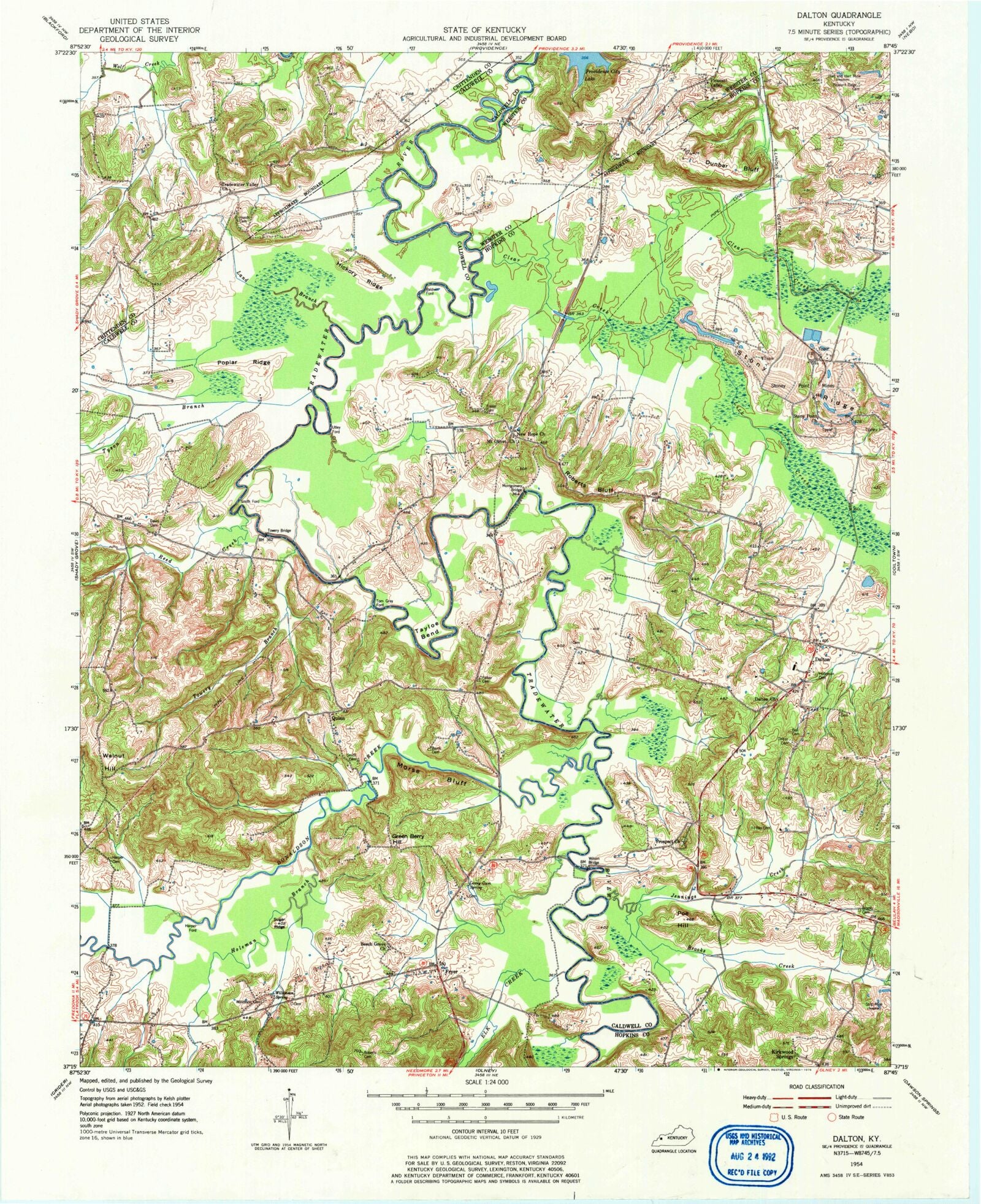 Classic USGS Dalton Kentucky 7.5'x7.5' Topo Map – MyTopo Map Store