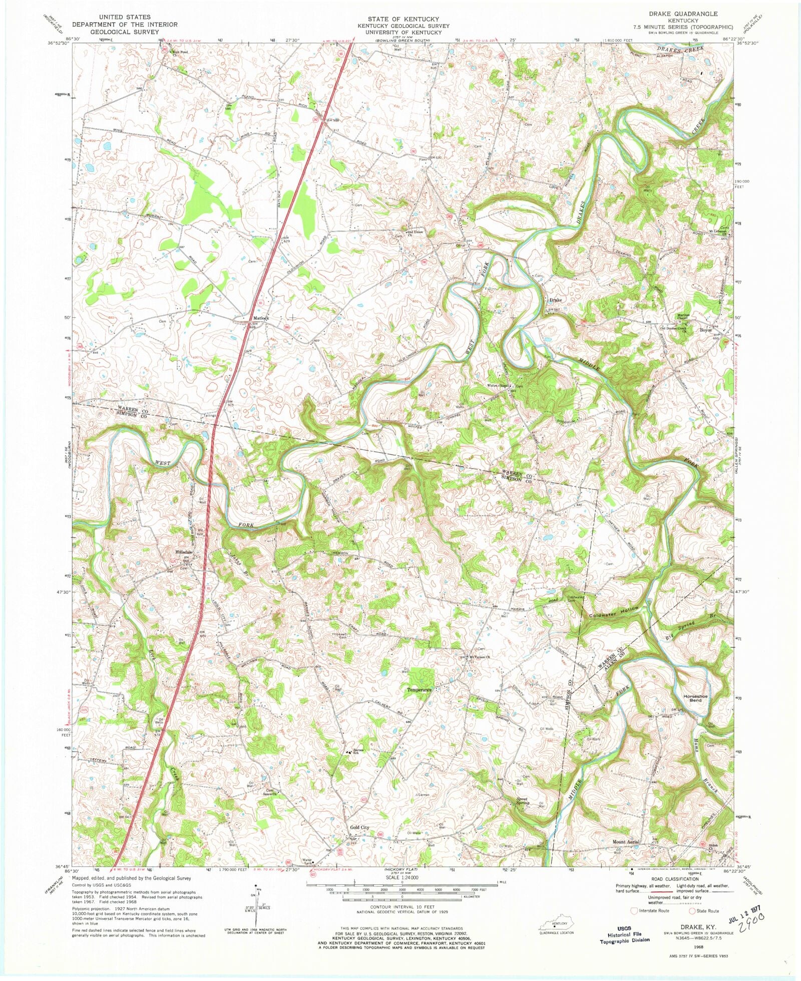 Classic USGS Drake Kentucky 7.5'x7.5' Topo Map – MyTopo Map Store