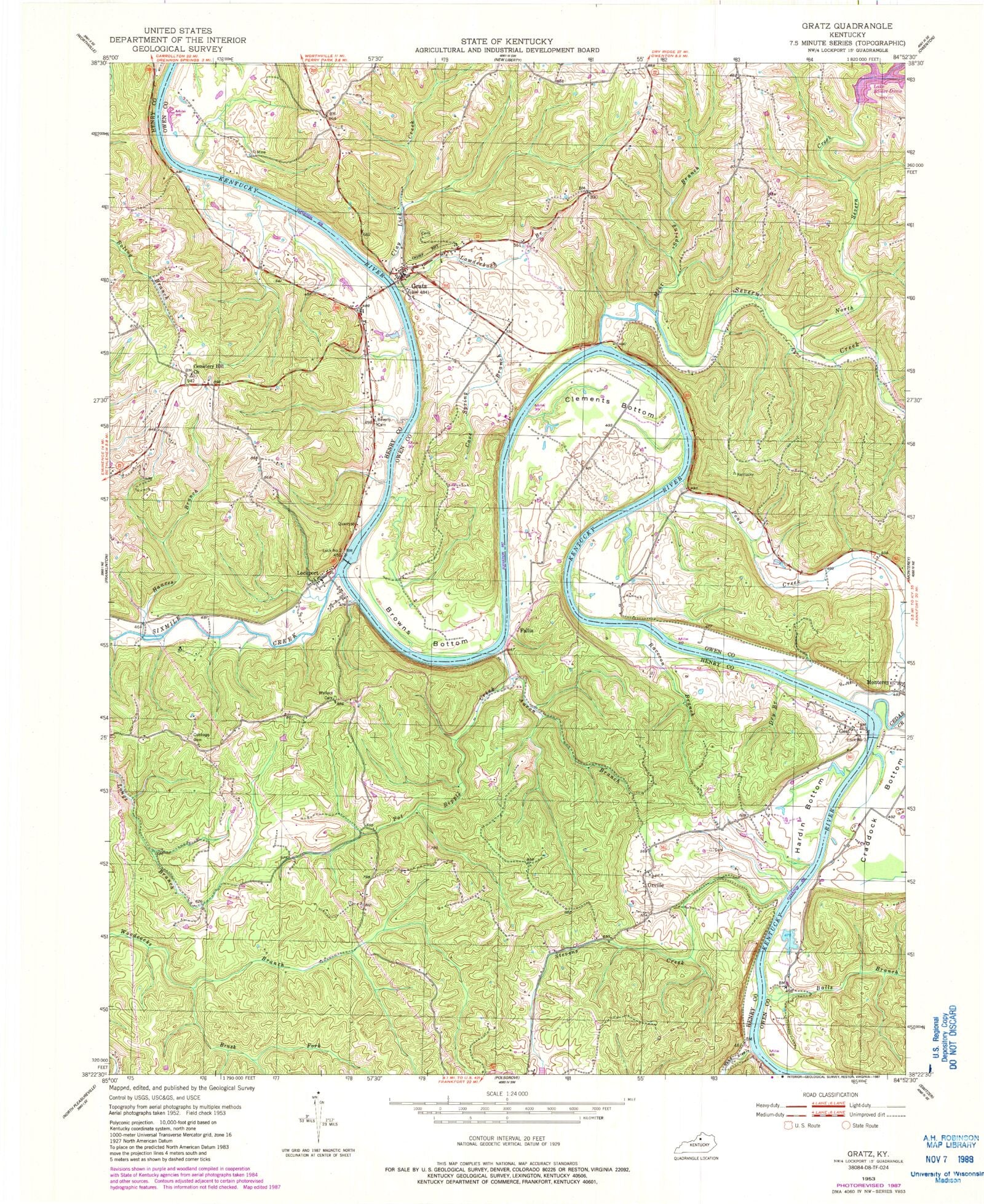 Classic USGS Gratz Kentucky 7.5'x7.5' Topo Map – MyTopo Map Store