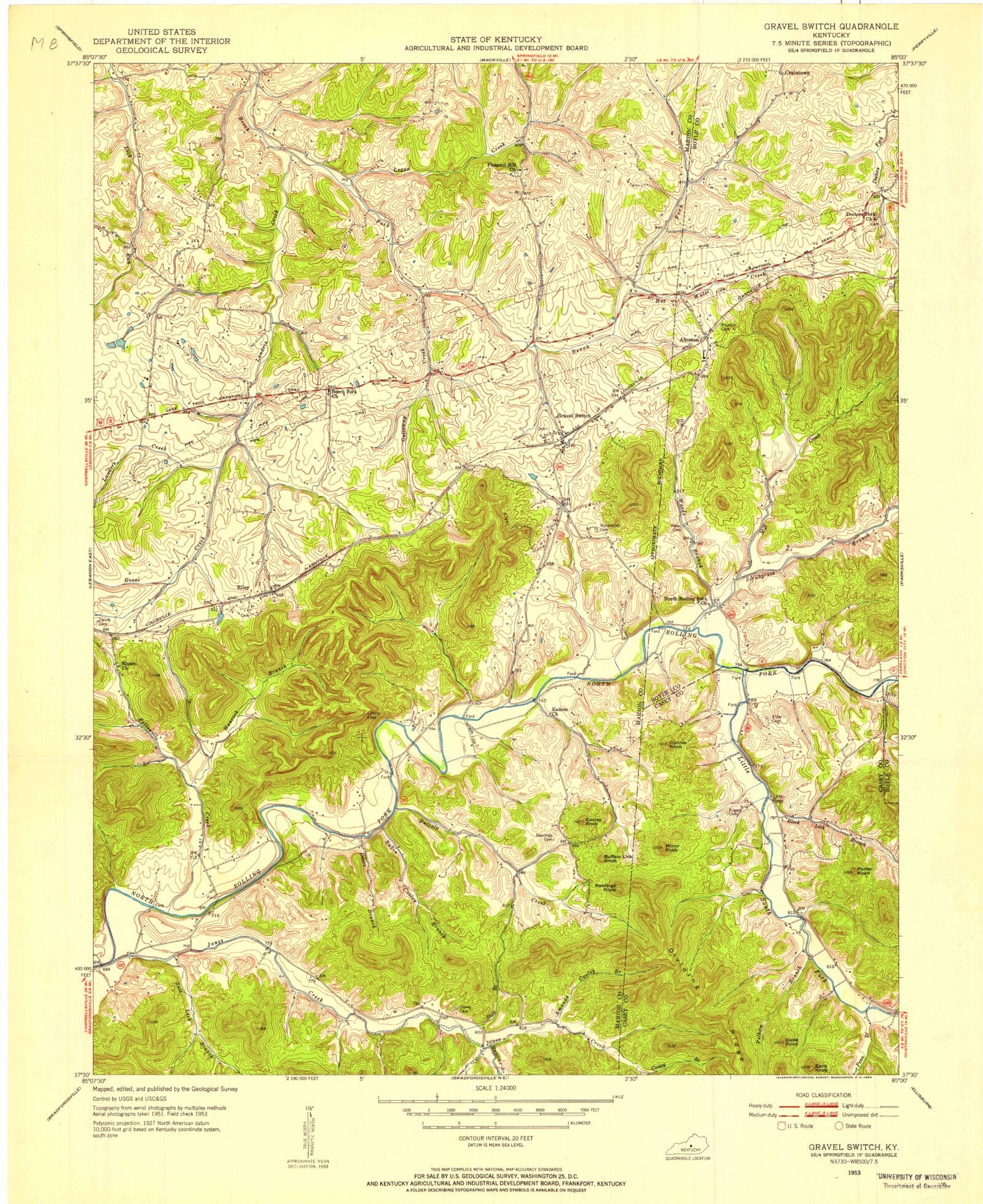 Classic USGS Gravel Switch Kentucky 7.5'x7.5' Topo Map – MyTopo Map Store