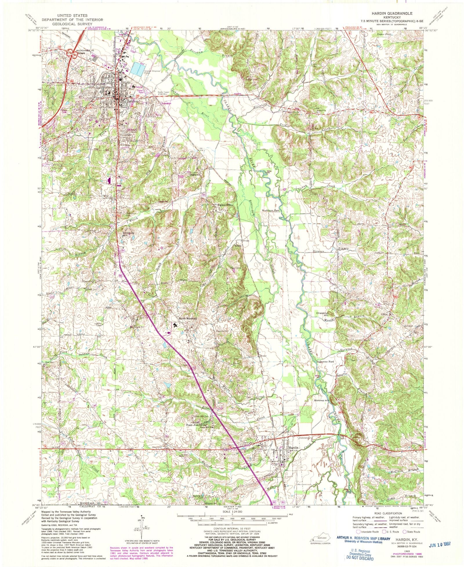 Classic USGS Hardin Kentucky 7.5'x7.5' Topo Map – MyTopo Map Store