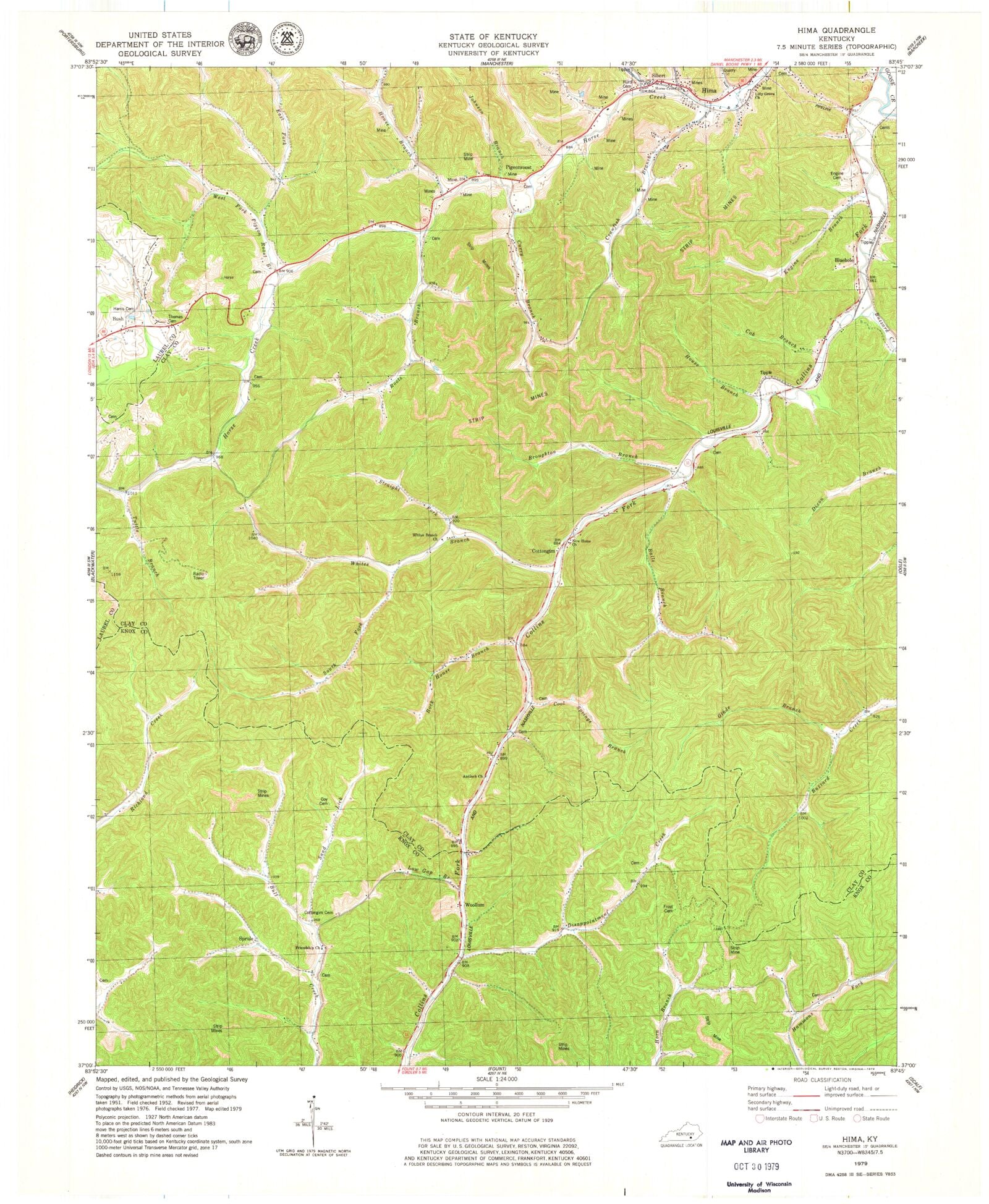 Classic USGS Hima Kentucky 7.5'x7.5' Topo Map – MyTopo Map Store