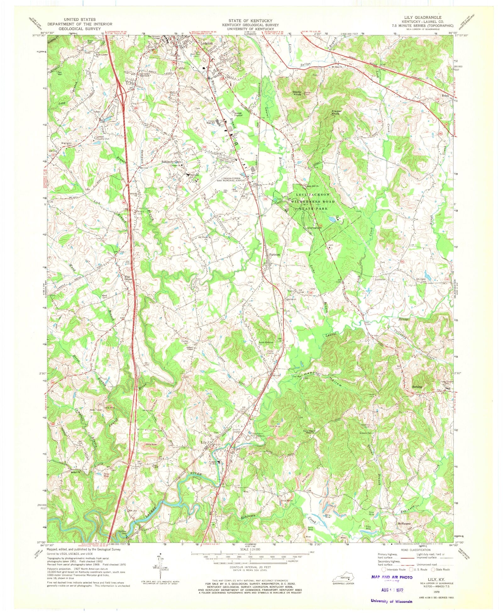 Classic USGS Lily Kentucky 7.5'x7.5' Topo Map – MyTopo Map Store