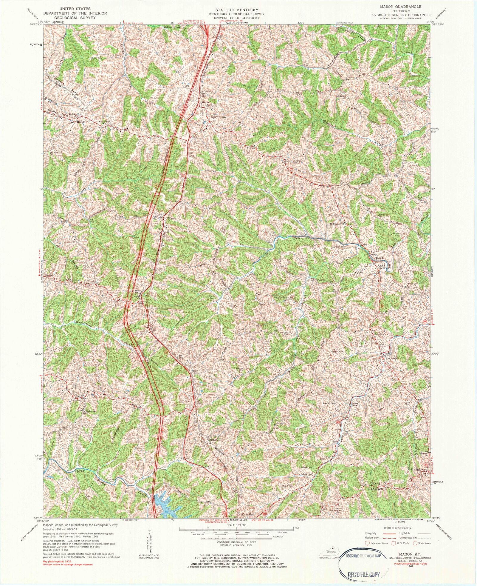 Classic USGS Mason Kentucky 7.5'x7.5' Topo Map – MyTopo Map Store