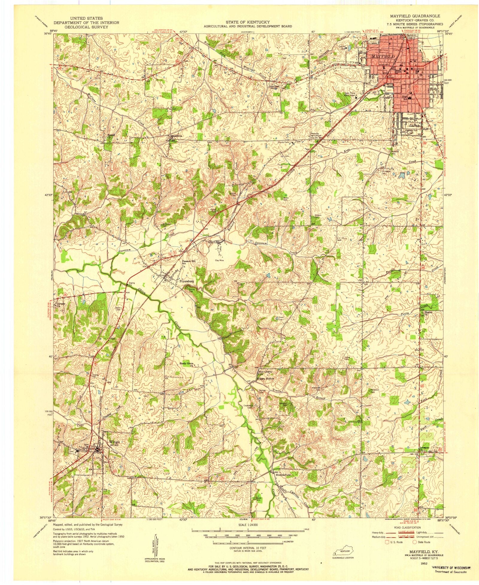 Classic USGS Mayfield Kentucky 7.5'x7.5' Topo Map – MyTopo Map Store