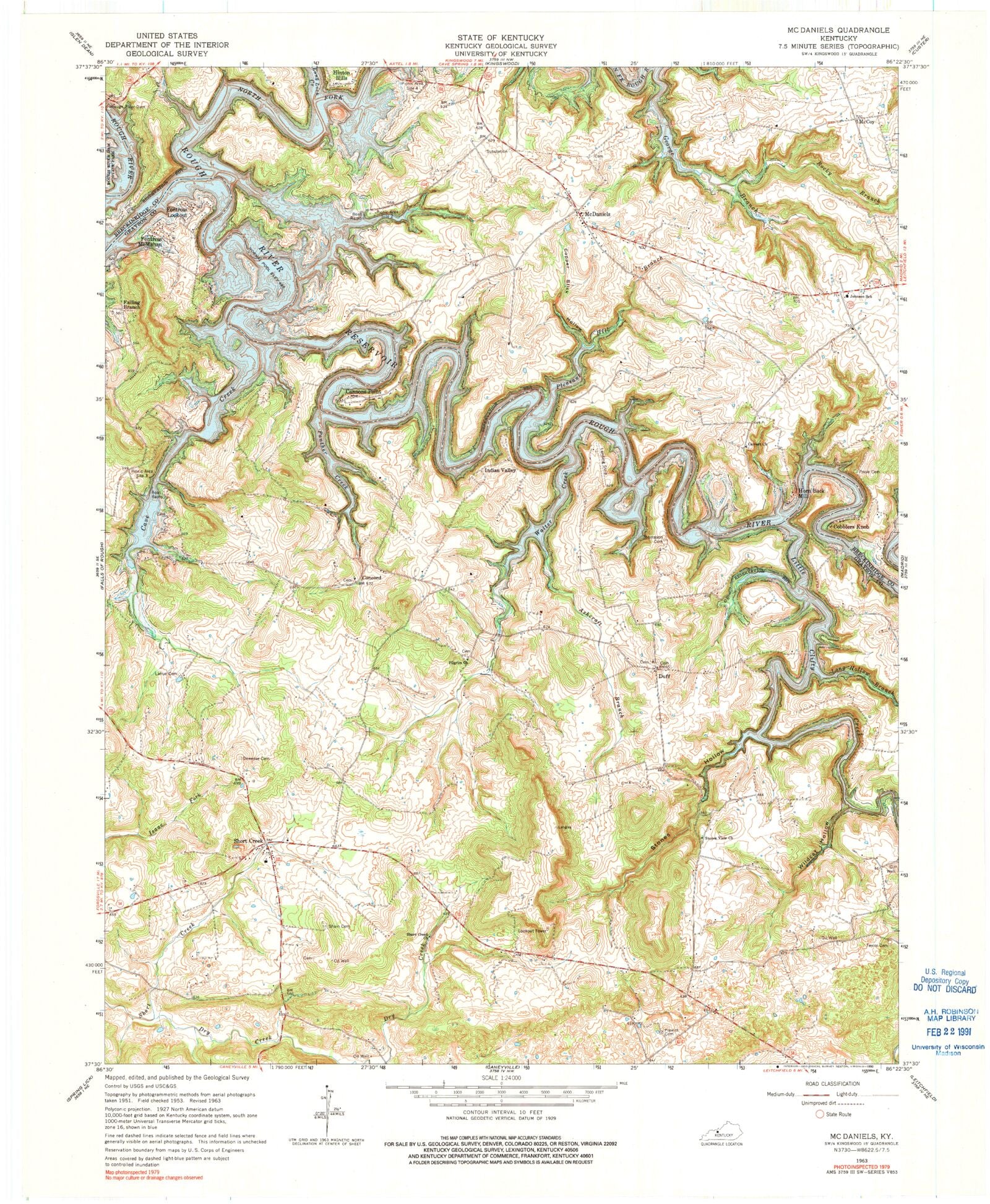 Classic USGS McDaniels Kentucky 7.5'x7.5' Topo Map – MyTopo Map Store