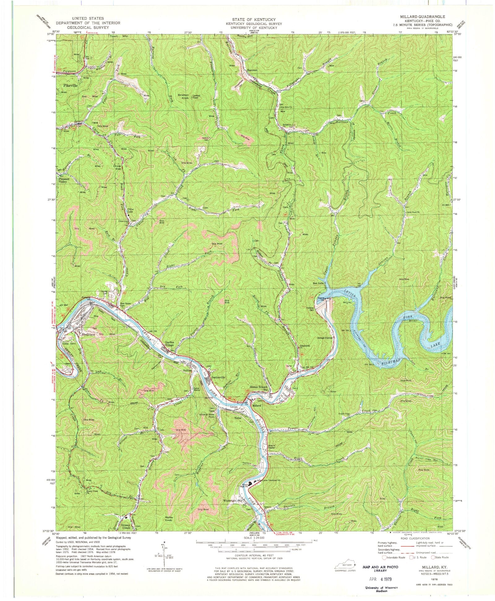 Classic USGS Millard Kentucky 7.5'x7.5' Topo Map – MyTopo Map Store
