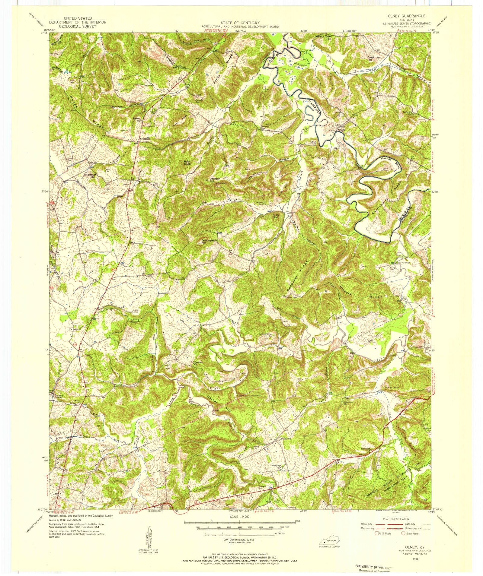 Classic USGS Olney Kentucky 7.5'x7.5' Topo Map – MyTopo Map Store