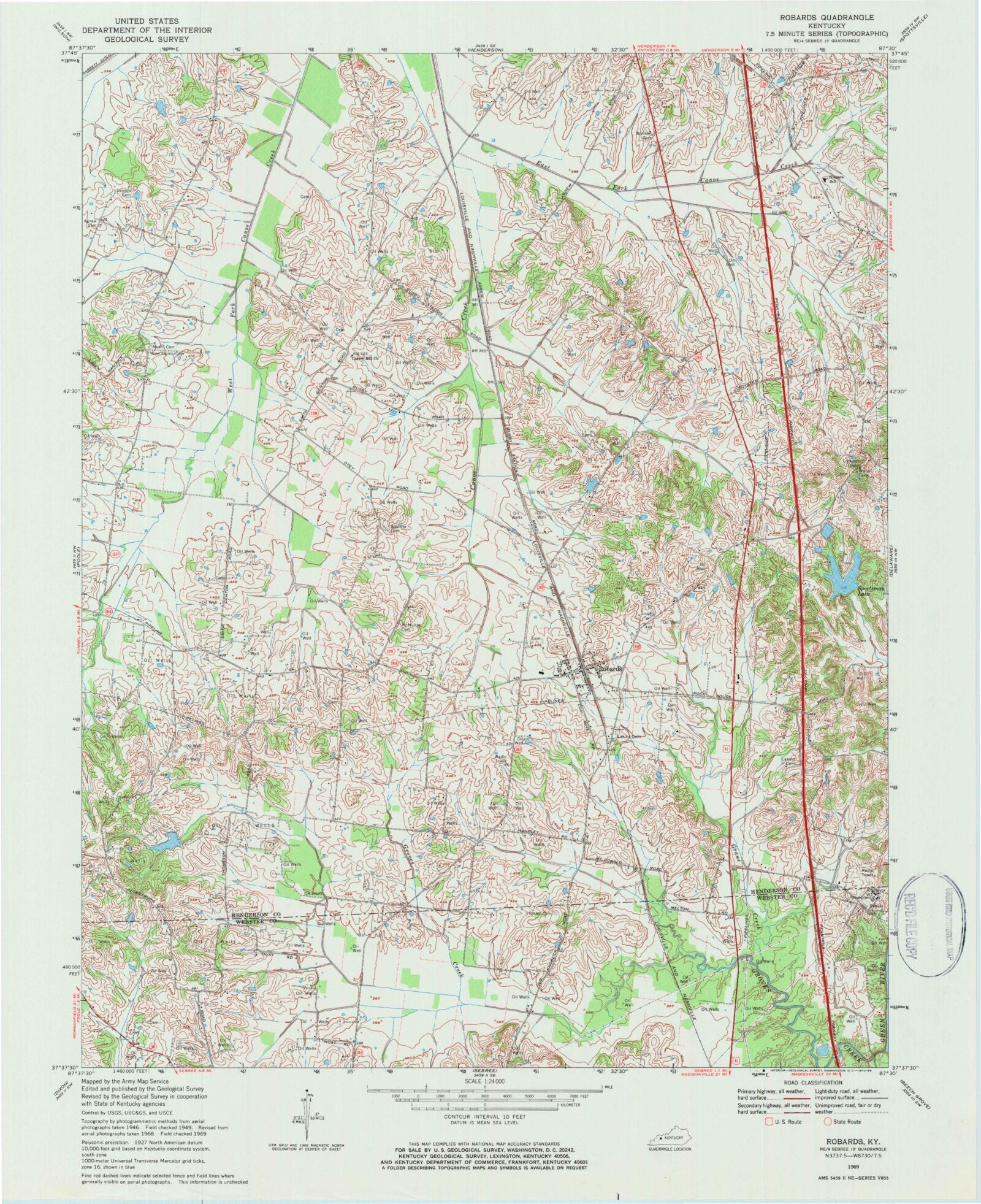 Classic USGS Robards Kentucky 7.5'x7.5' Topo Map – MyTopo Map Store