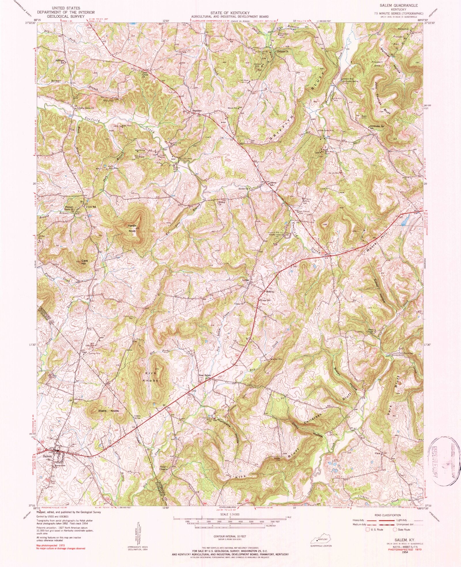 Classic USGS Salem Kentucky 7.5'x7.5' Topo Map – MyTopo Map Store