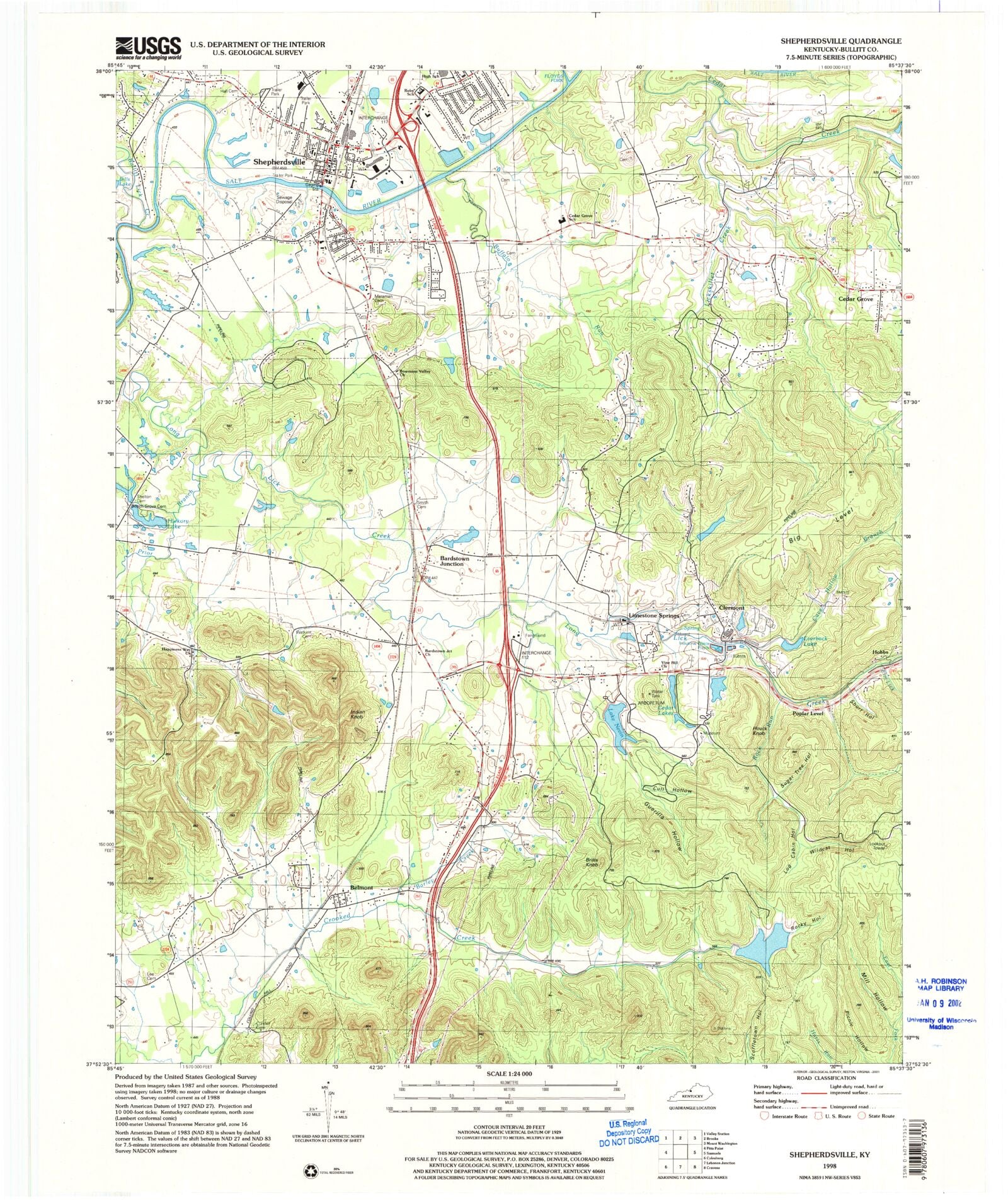 Classic USGS Shepherdsville Kentucky 7.5'x7.5' Topo Map – MyTopo Map Store