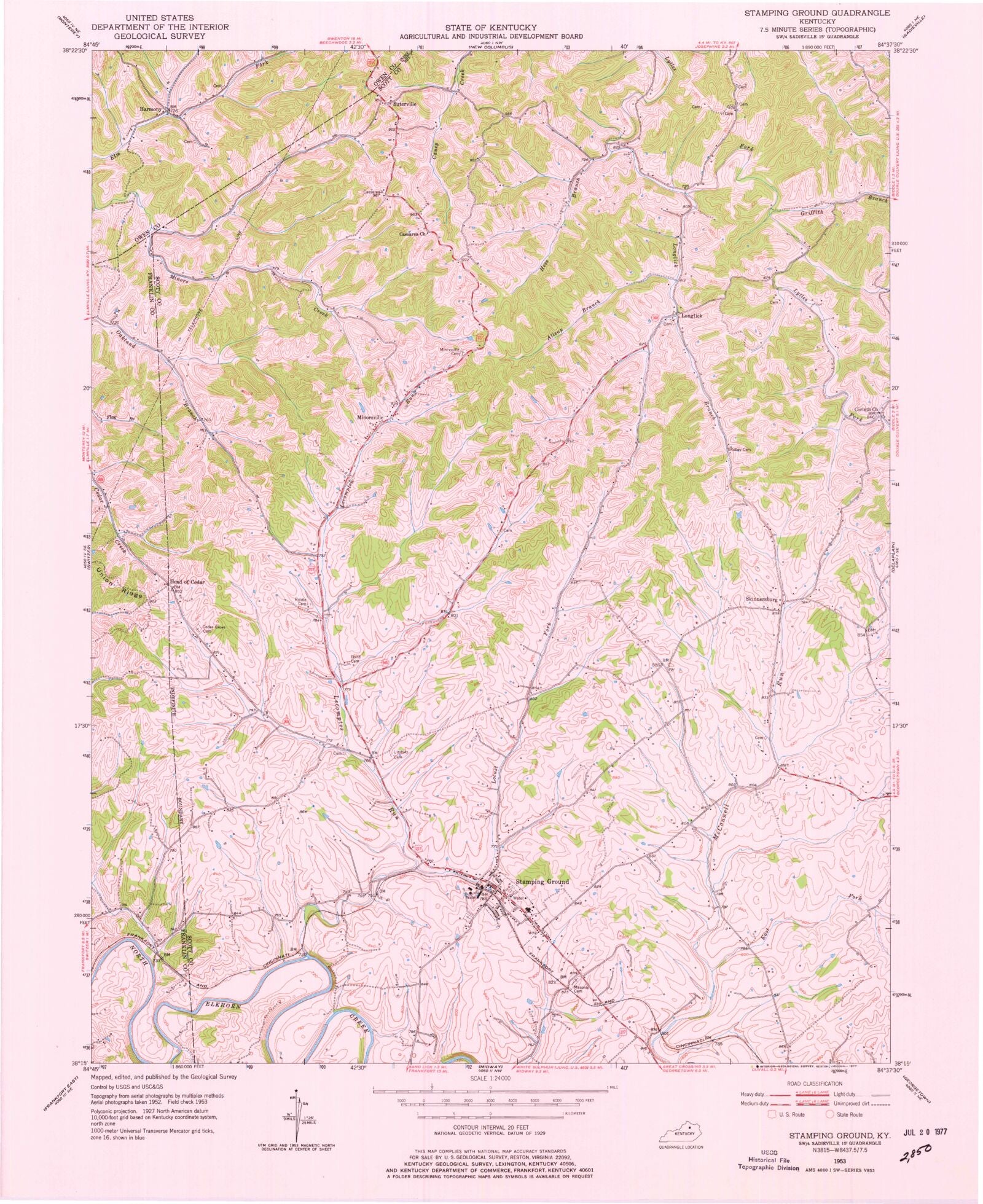 Classic USGS Stamping Ground Kentucky 7.5'x7.5' Topo Map – MyTopo Map Store